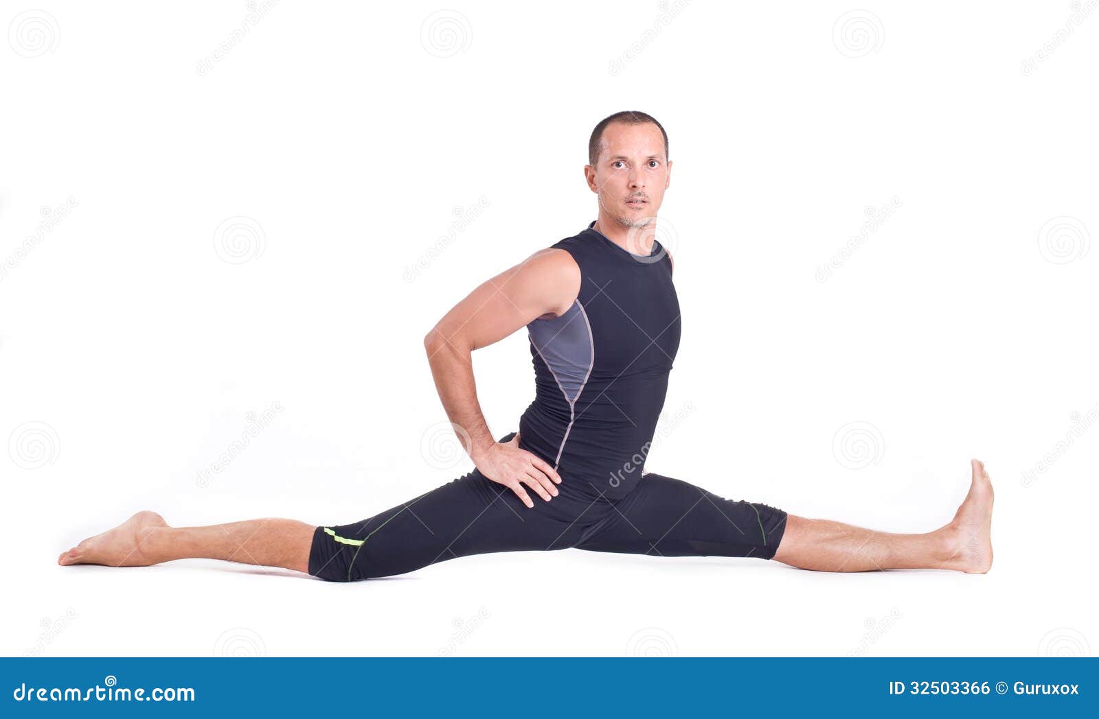Practicing Yoga Exercises: Monkey Pose - Hanumanasana Royalty Free ...