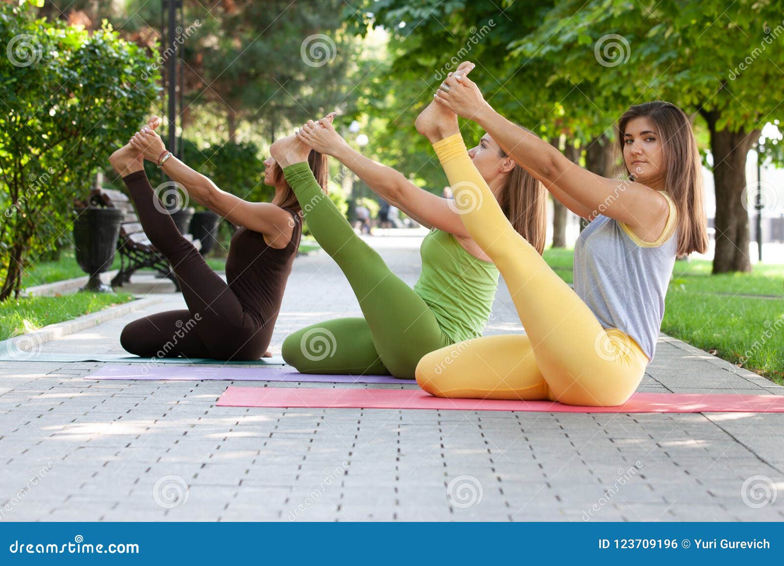 Practicing of Yoga Outdoors. Stock Photo - Image of people, balance ...