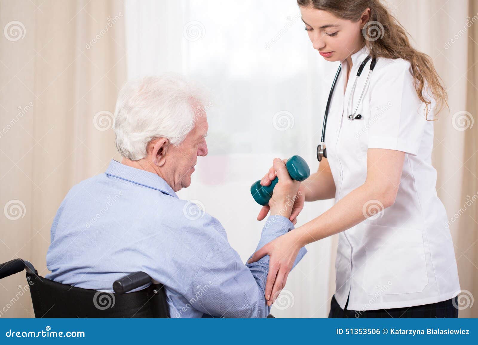 Practitioner Showing Patient Exercise Stock Photo - Image of medic ...