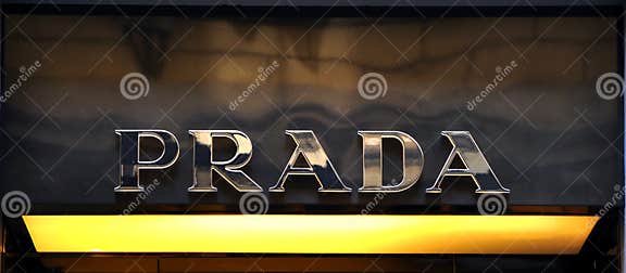 Prada brand logo editorial stock image. Illustration of golden - 15144494