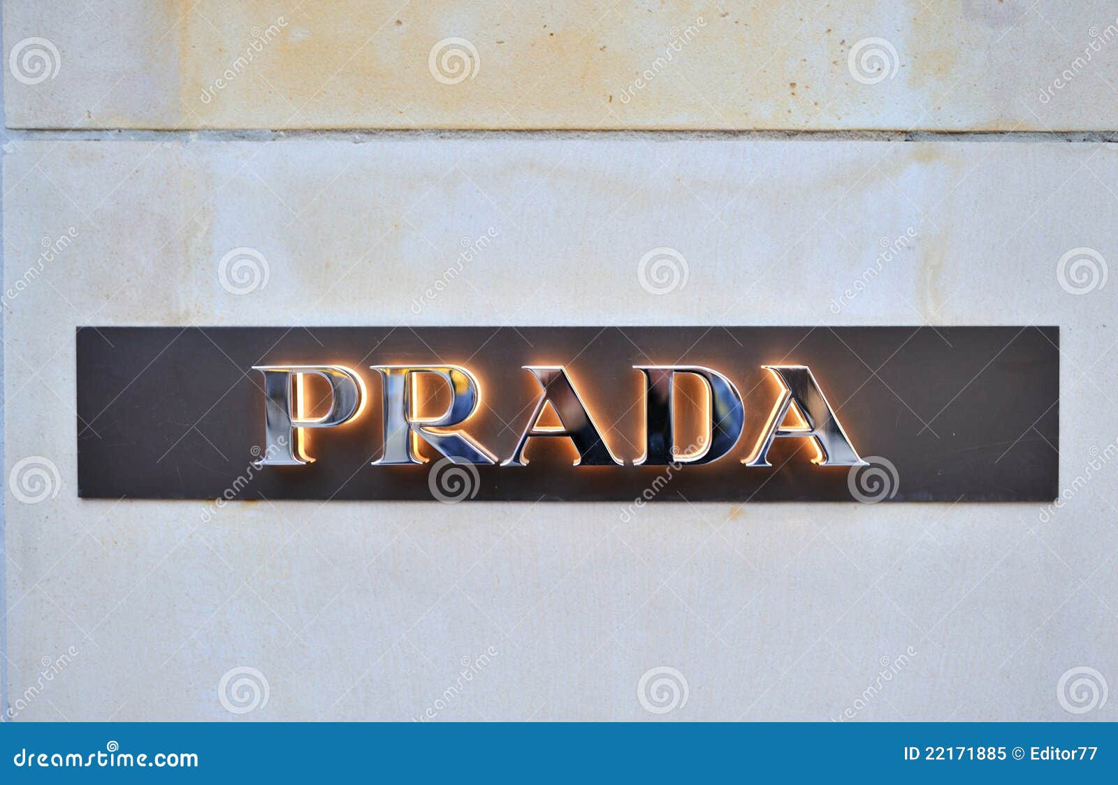 Prada Fashion Logo on the Wall Editorial Image - Image of building ...