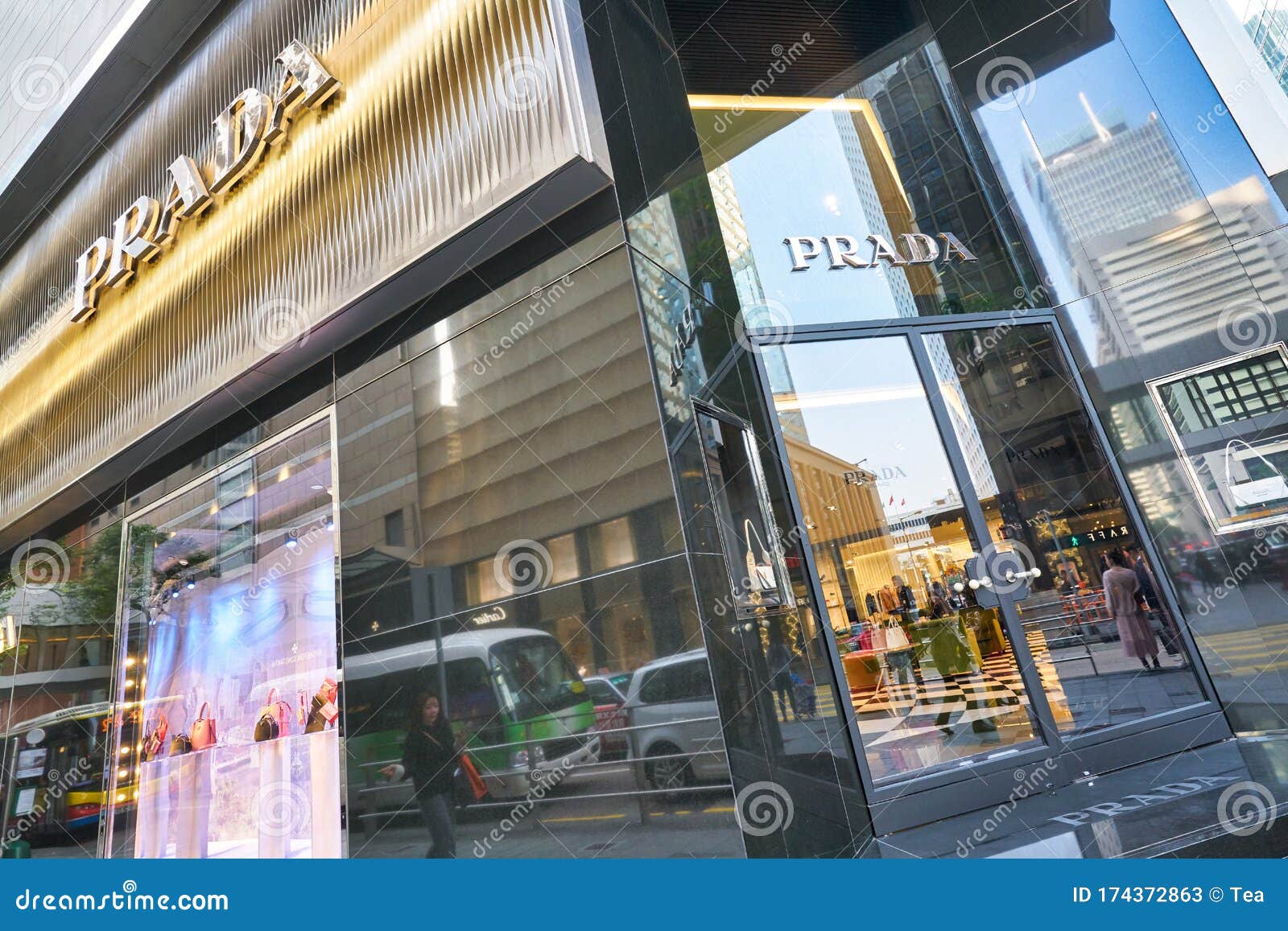 Prada store editorial stock photo. Image of wall, brand - 174372863