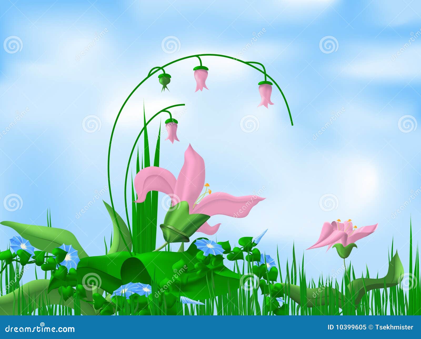 Prado ilustración del vector. Ilustración de cielo, campo - 10399605