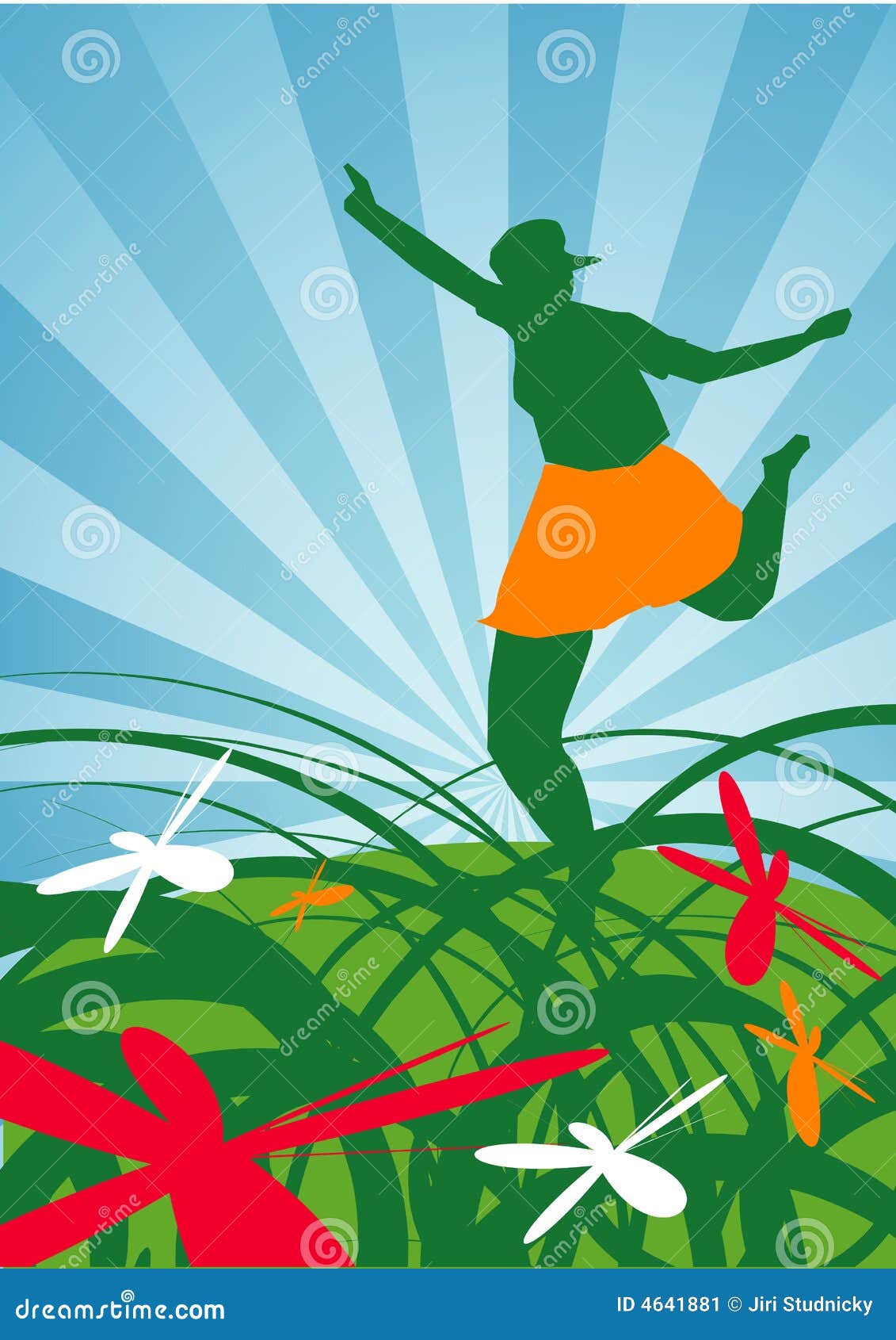 Prado de Girl_on_a_ ilustración del vector. Ilustración de creatividad ...