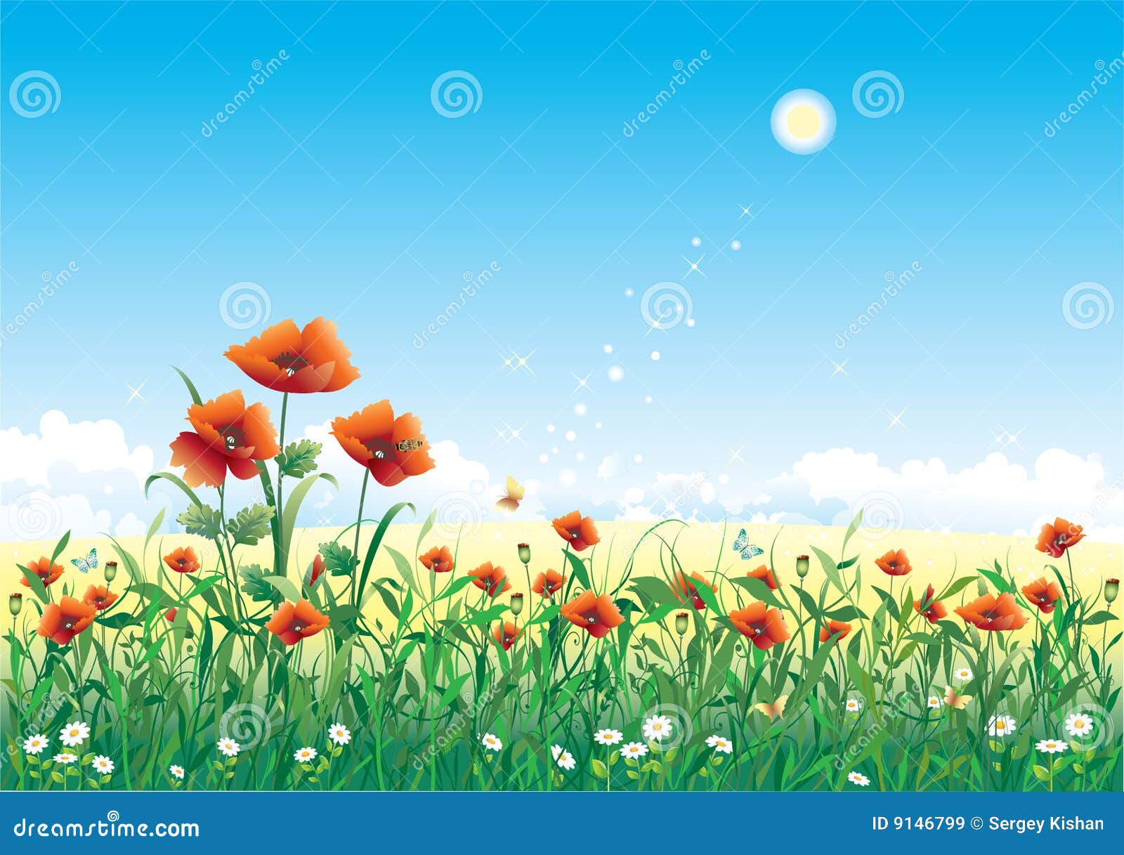 Prado floral ilustración del vector. Ilustración de cubo - 9146799