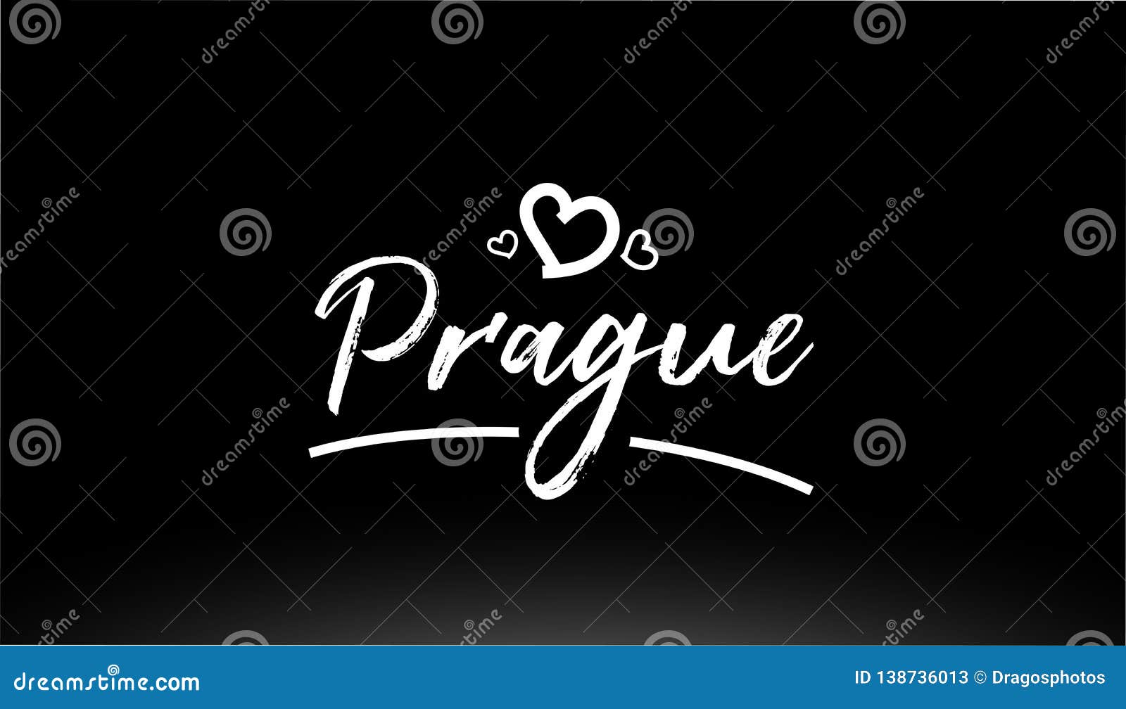 Prag-Schwarzweiss-Stadthandschriftlicher Text Mit Herzlogo Vektor ...