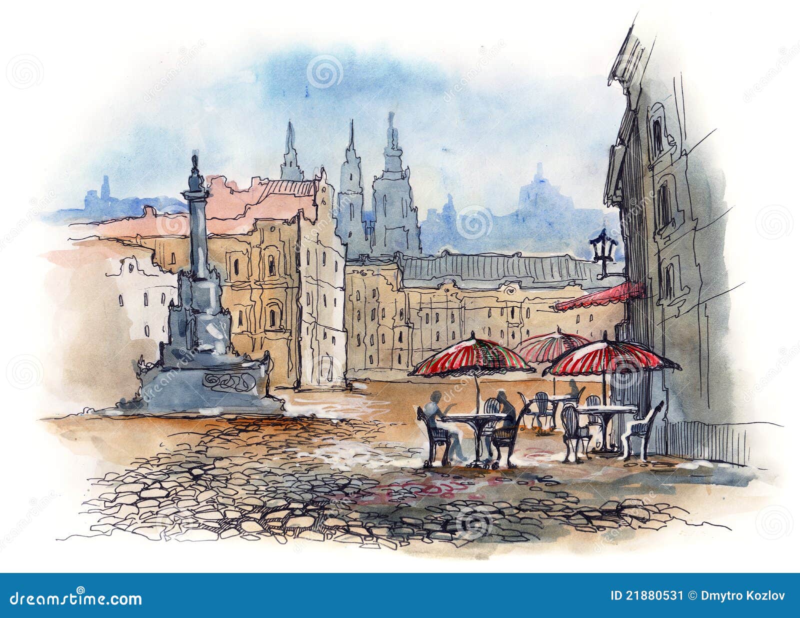 Prague stock illustration. Illustration of outside, coffee - 21880531