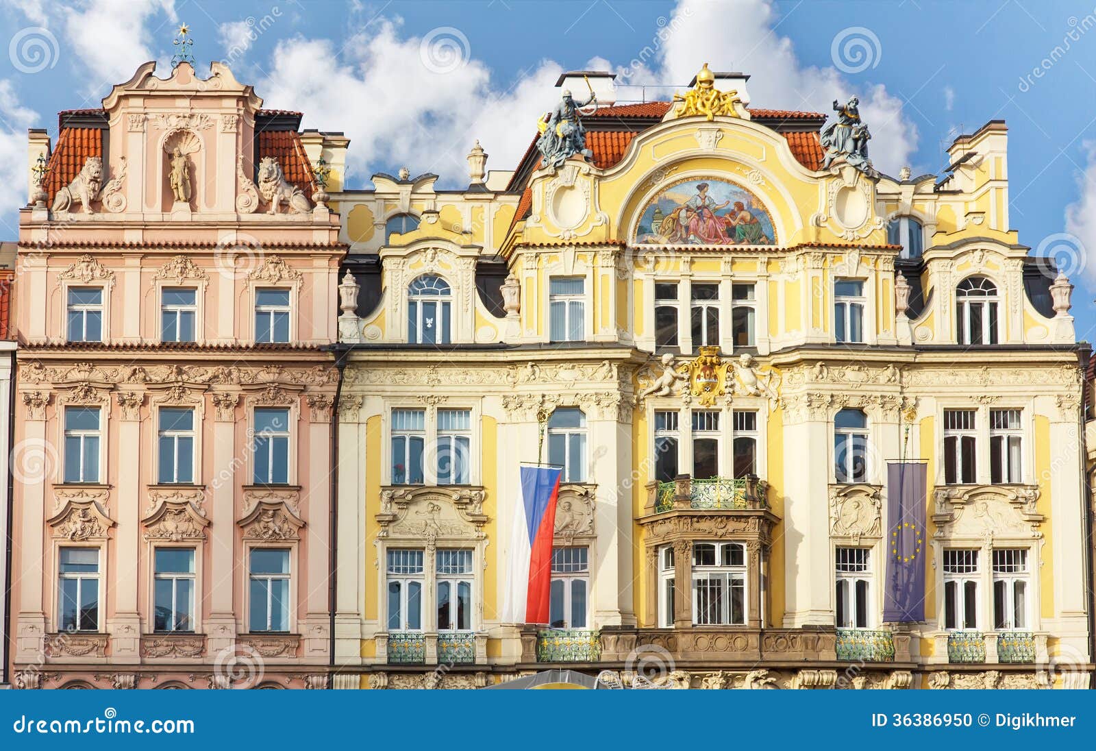 Prague house architecture stock photo. Image of basrelief - 36386950