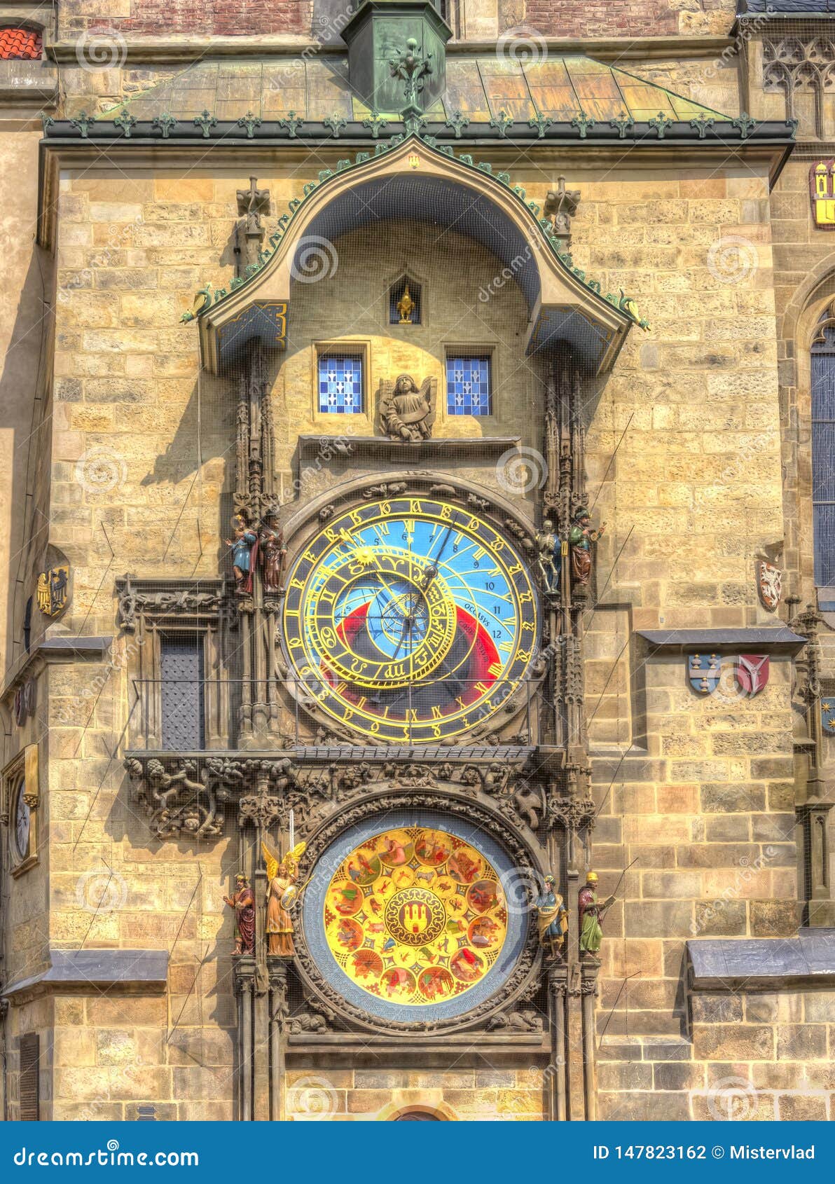 Prague Astronomical Clock on City Hall Tower, Czech Republic Stock ...