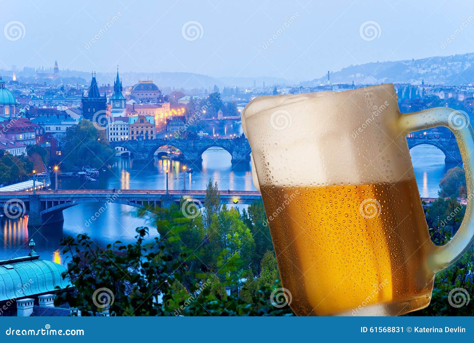 Prague Bridges at Night with Pint Stock Image - Image of sight, europe ...