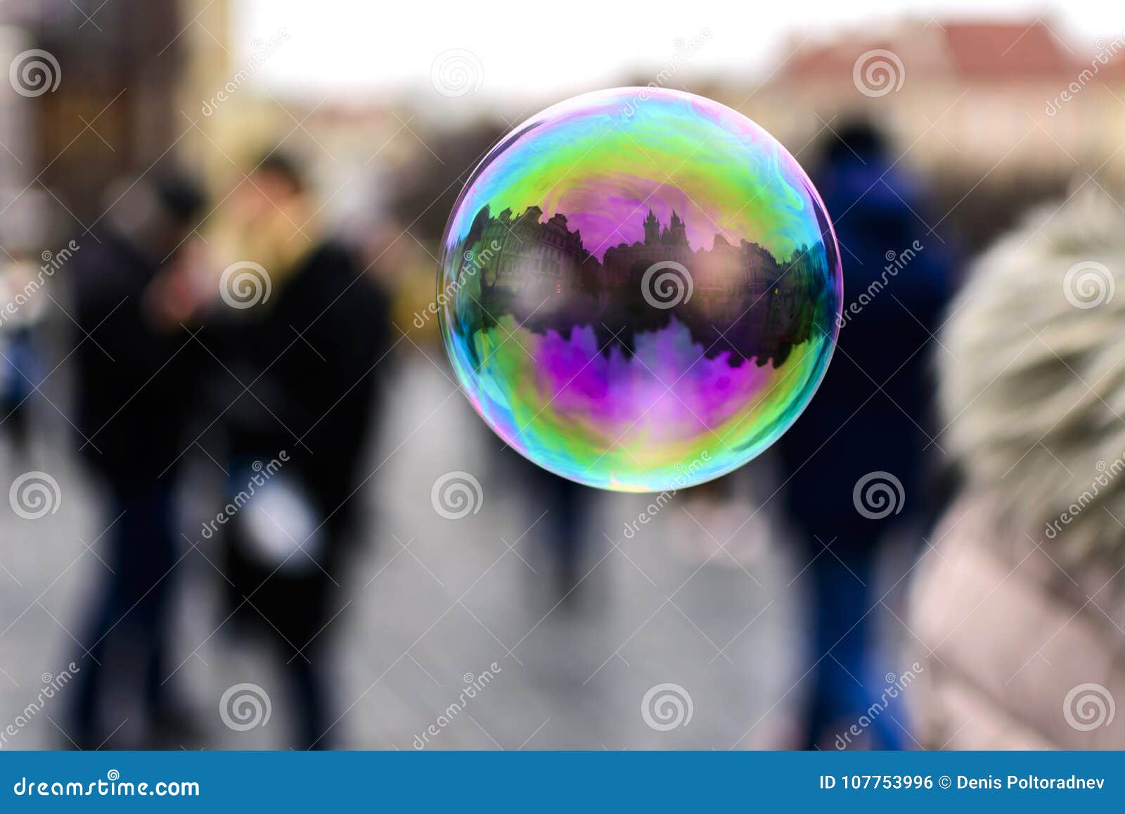 Prague in a bubble stock photo. Image of street, prague - 107753996