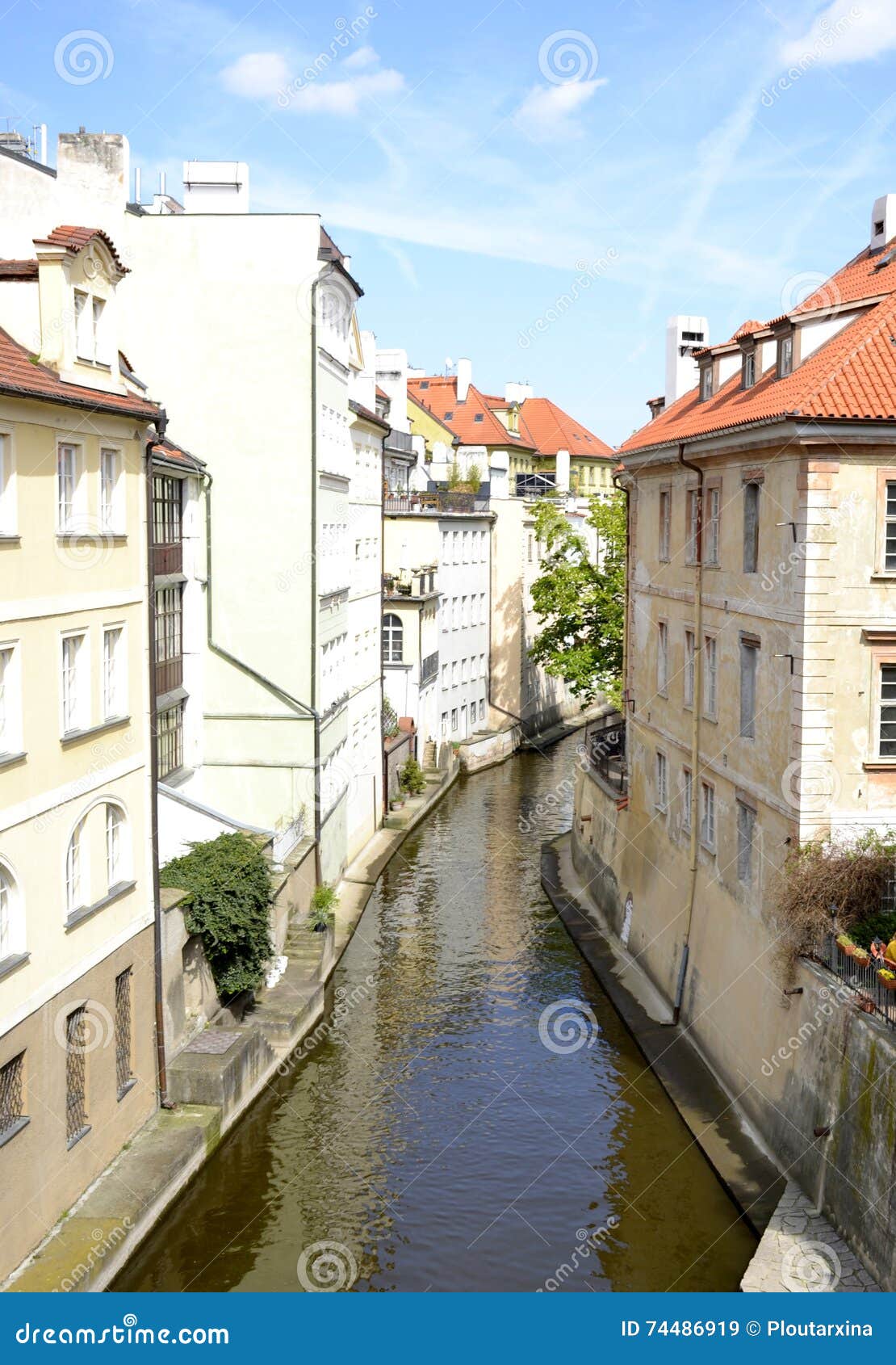 Prague canal stock image. Image of devils, quay, blue - 74486919