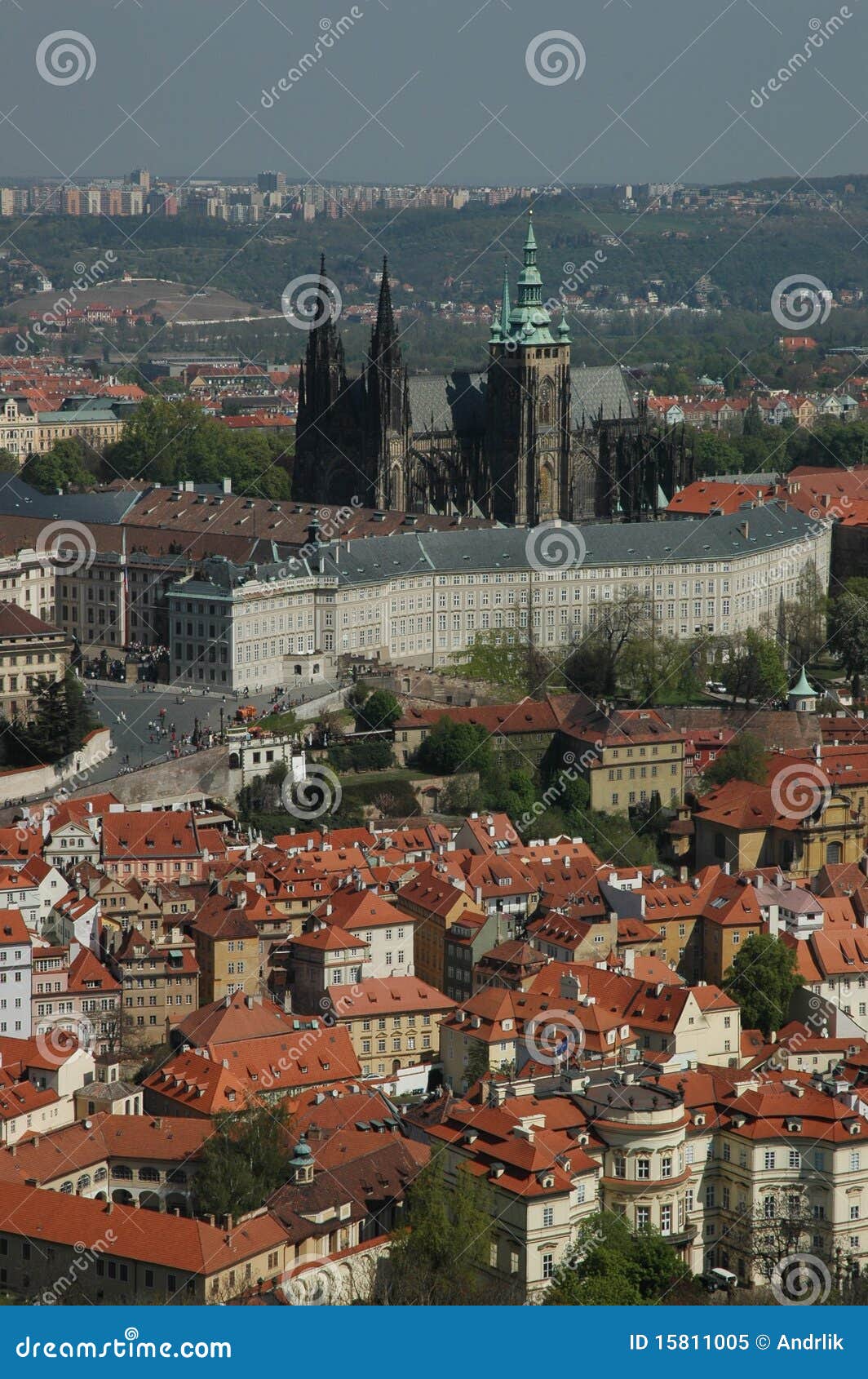 Prague Castel top view stock image. Image of cityscape - 15811005