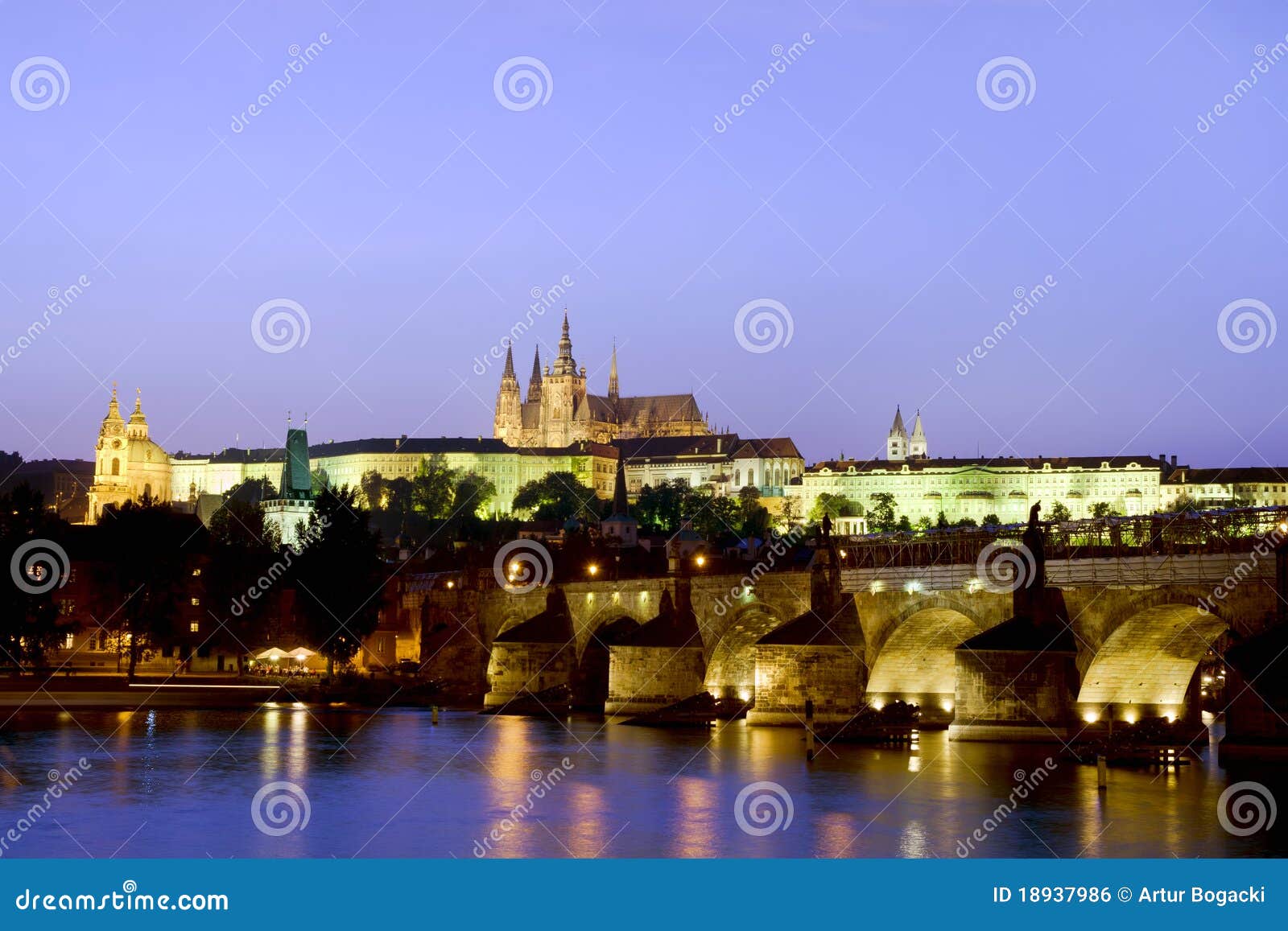 Prague Castle and Charles Bridge Stock Photo - Image of heritage ...
