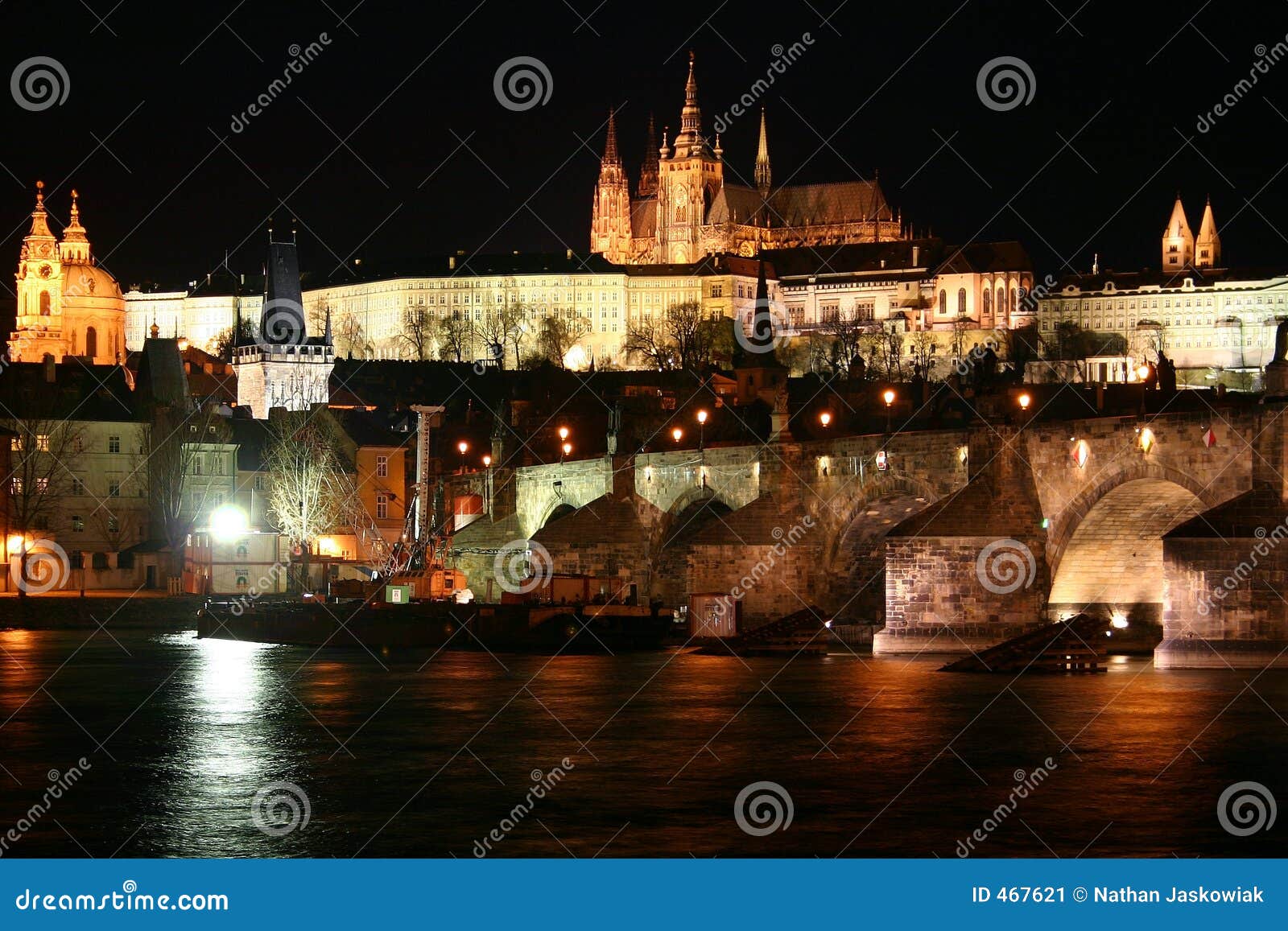 Prague Castle and the Charles Bridge Stock Image - Image of eastern ...