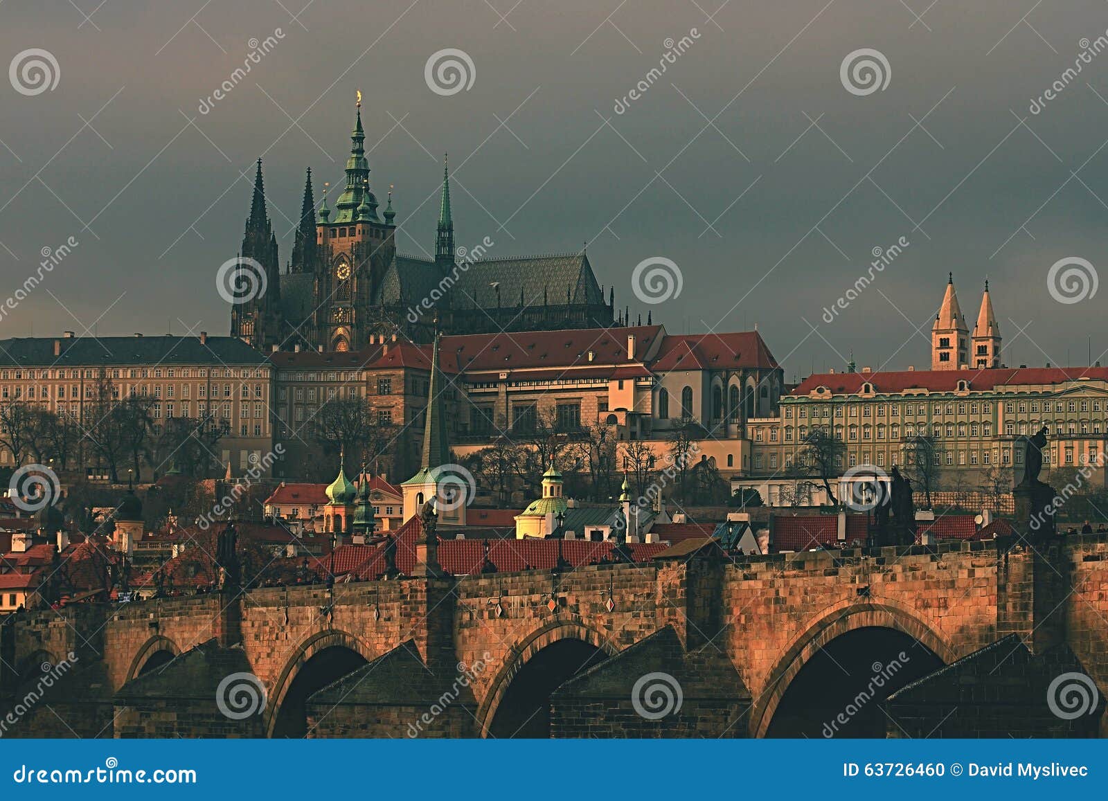 Prague Castle and Charles Bridge Stock Photo - Image of praha, gothic ...