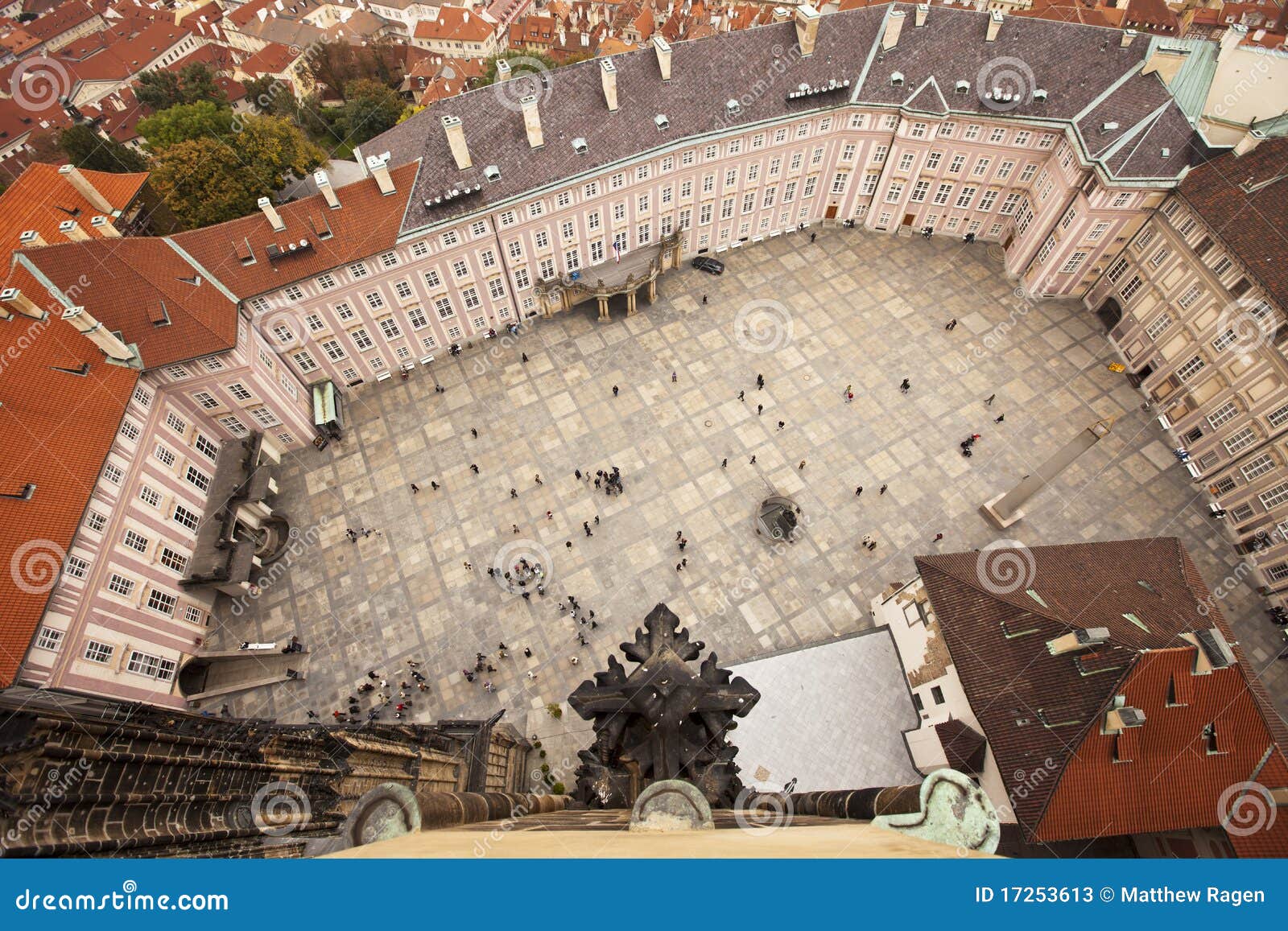 Prague Castle Courtyard View Stock Image - Image of overhead, roof ...