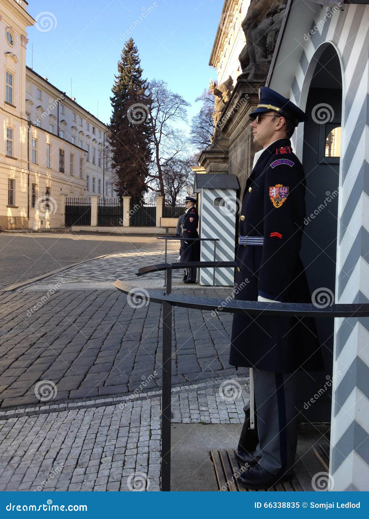 Castle Guard Standing Guard In His Sentry Box At Prague Castle ...