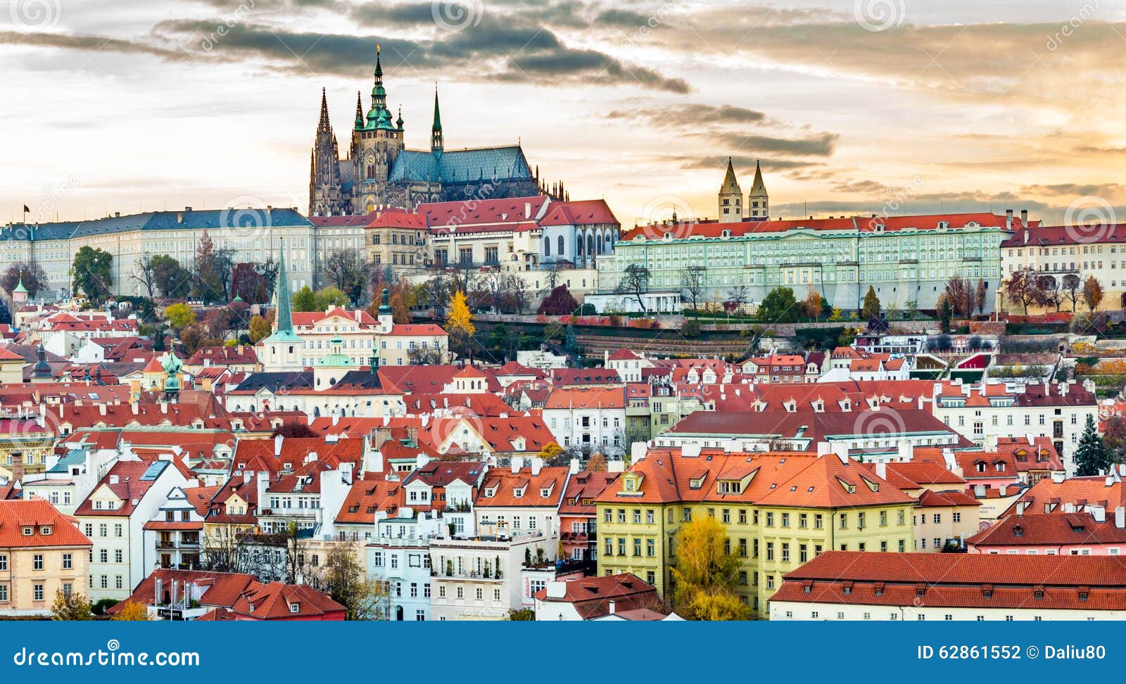 Prague Castle at Sunset - Czech Republic Stock Photo - Image of ...