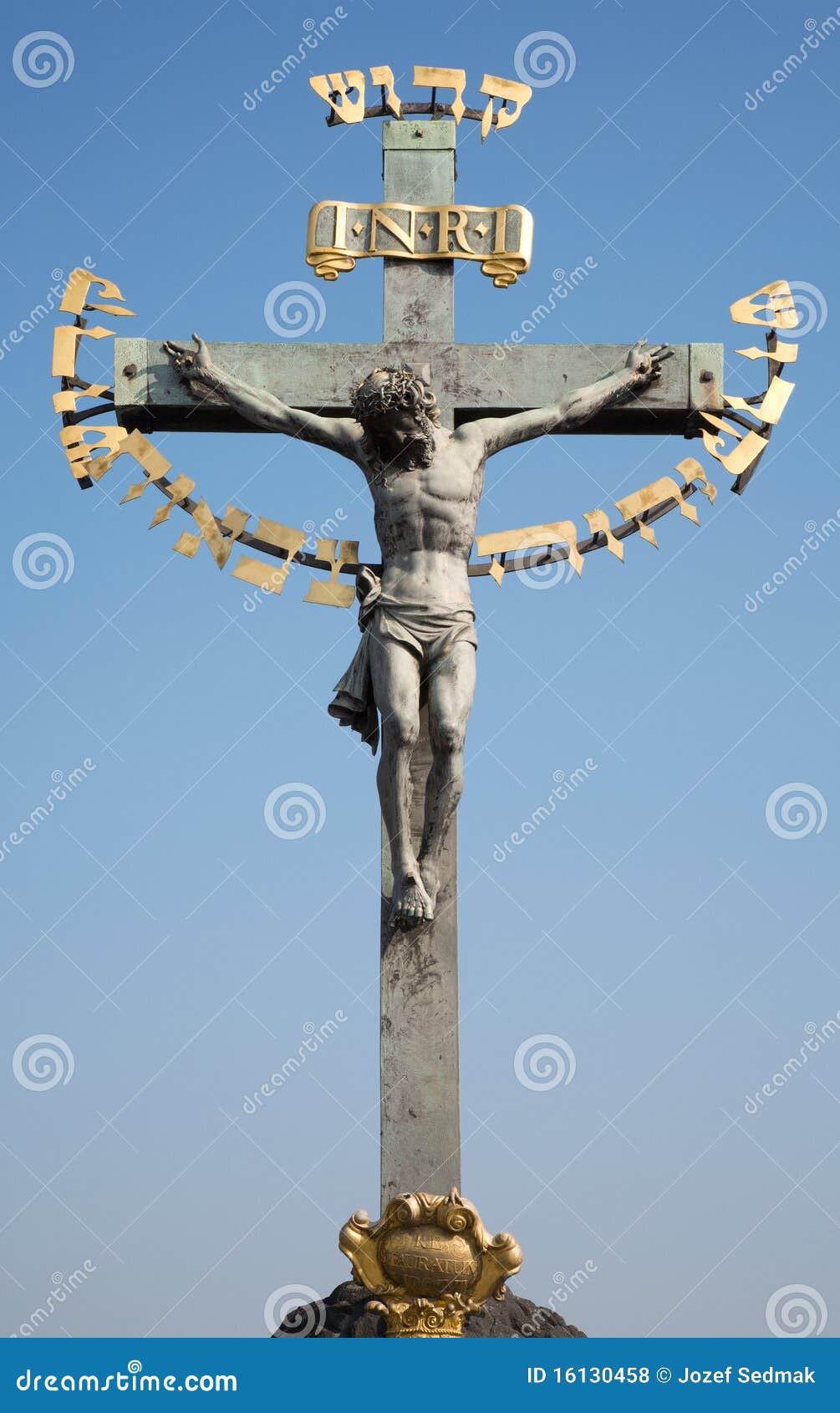 Prague - Charles Bridge - Cross Stock Photo - Image of cross ...