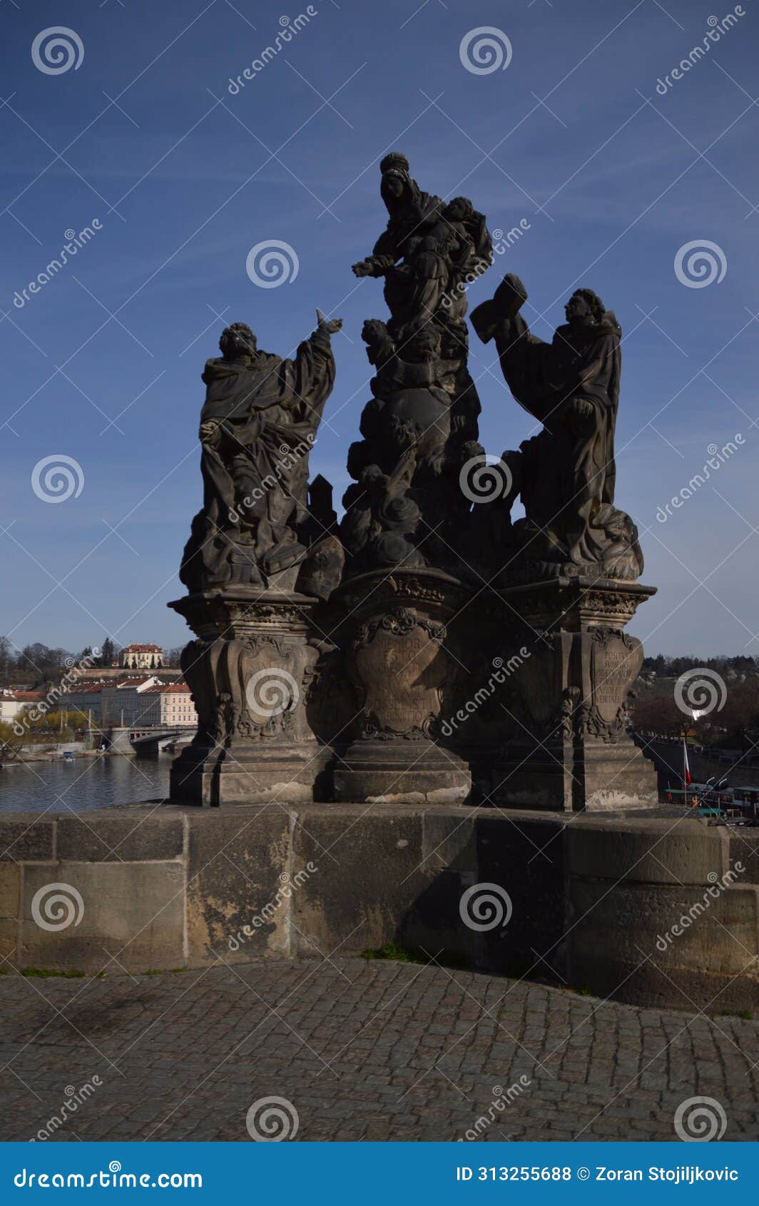 Prague Charles Bridge Statues. Stock Photo - Image of rows, balustrade ...