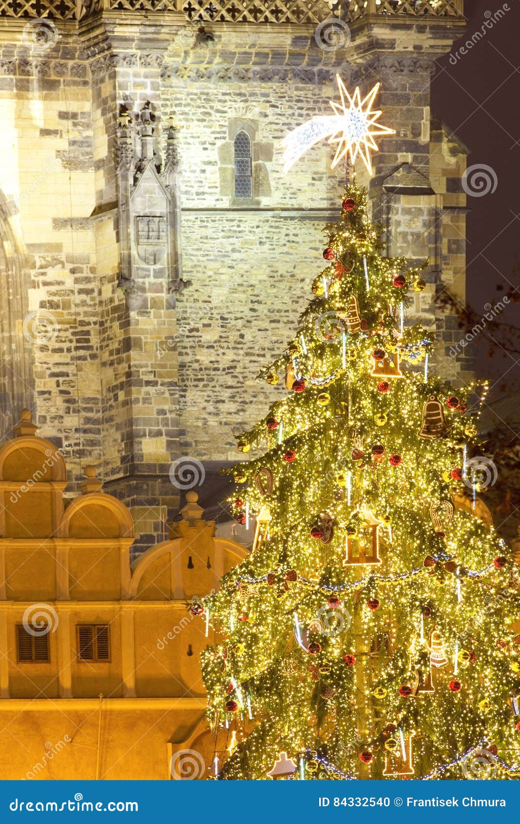 Prague - Christmas Tree at the Old Town Square Stock Photo - Image of ...