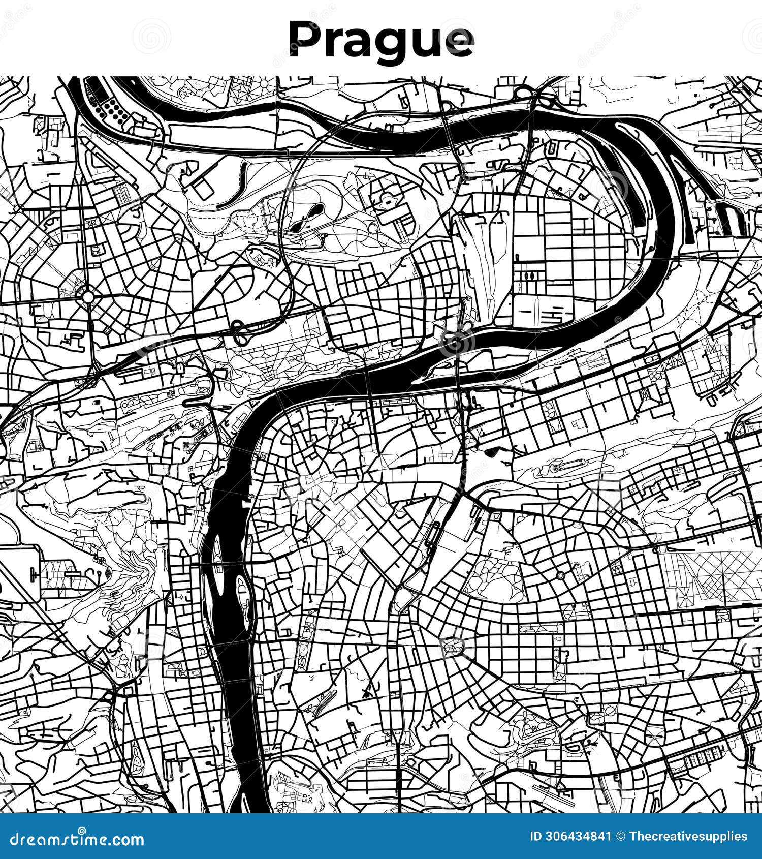 Prague City Map, Cartography Map, Street Layout Map Stock Illustration ...