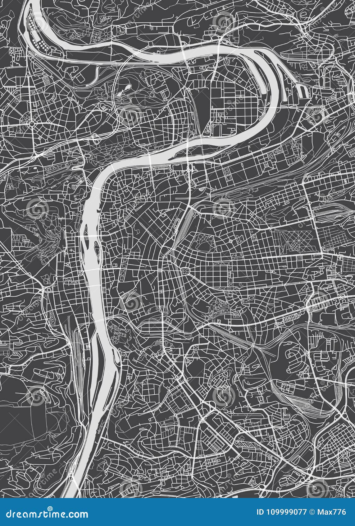 Prague City Plan, Detailed Vector Map Stock Vector - Illustration of ...