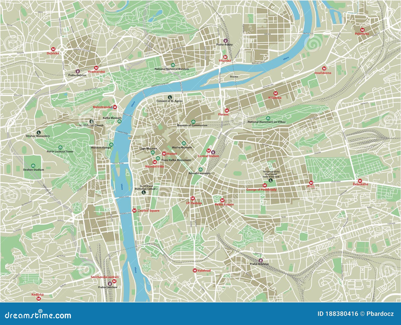 Vector city map of Prague. stock vector. Illustration of background ...
