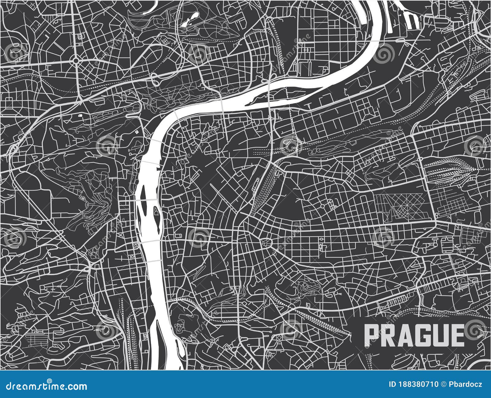 Prague Map Poster. Decorative Design Street Map Of Prague City ...