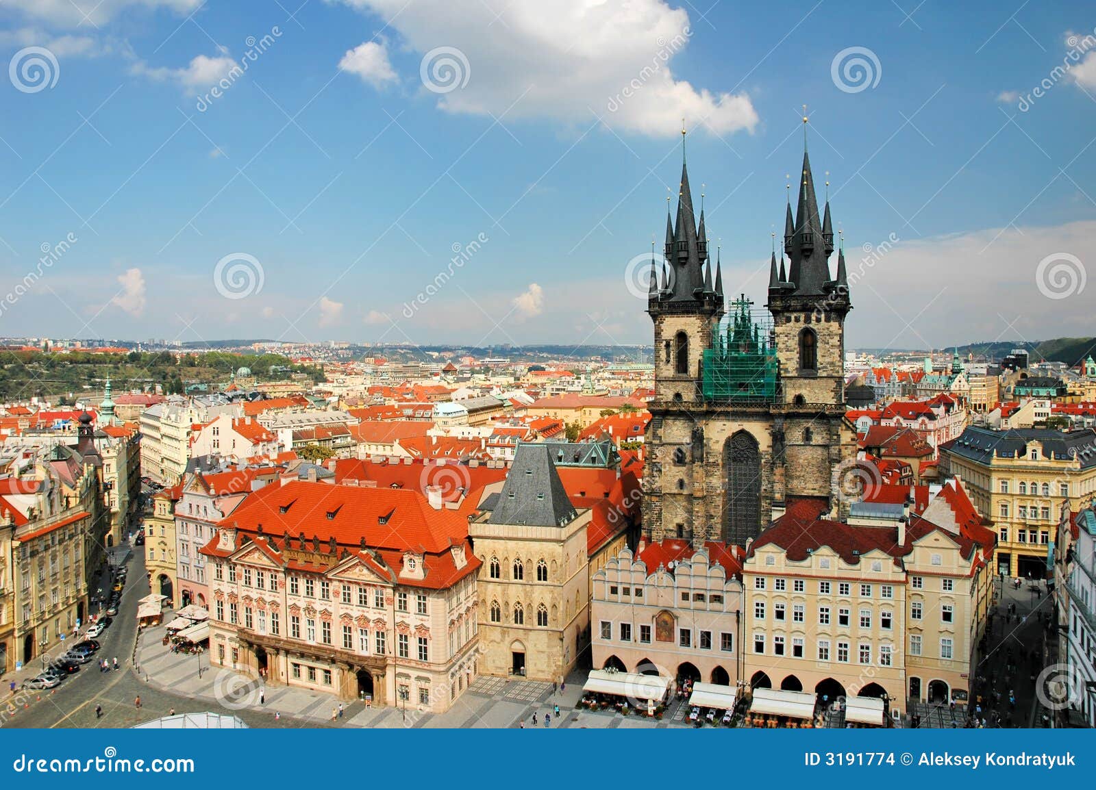 Prague cityscape stock photo. Image of roof, steeple, village - 3191774