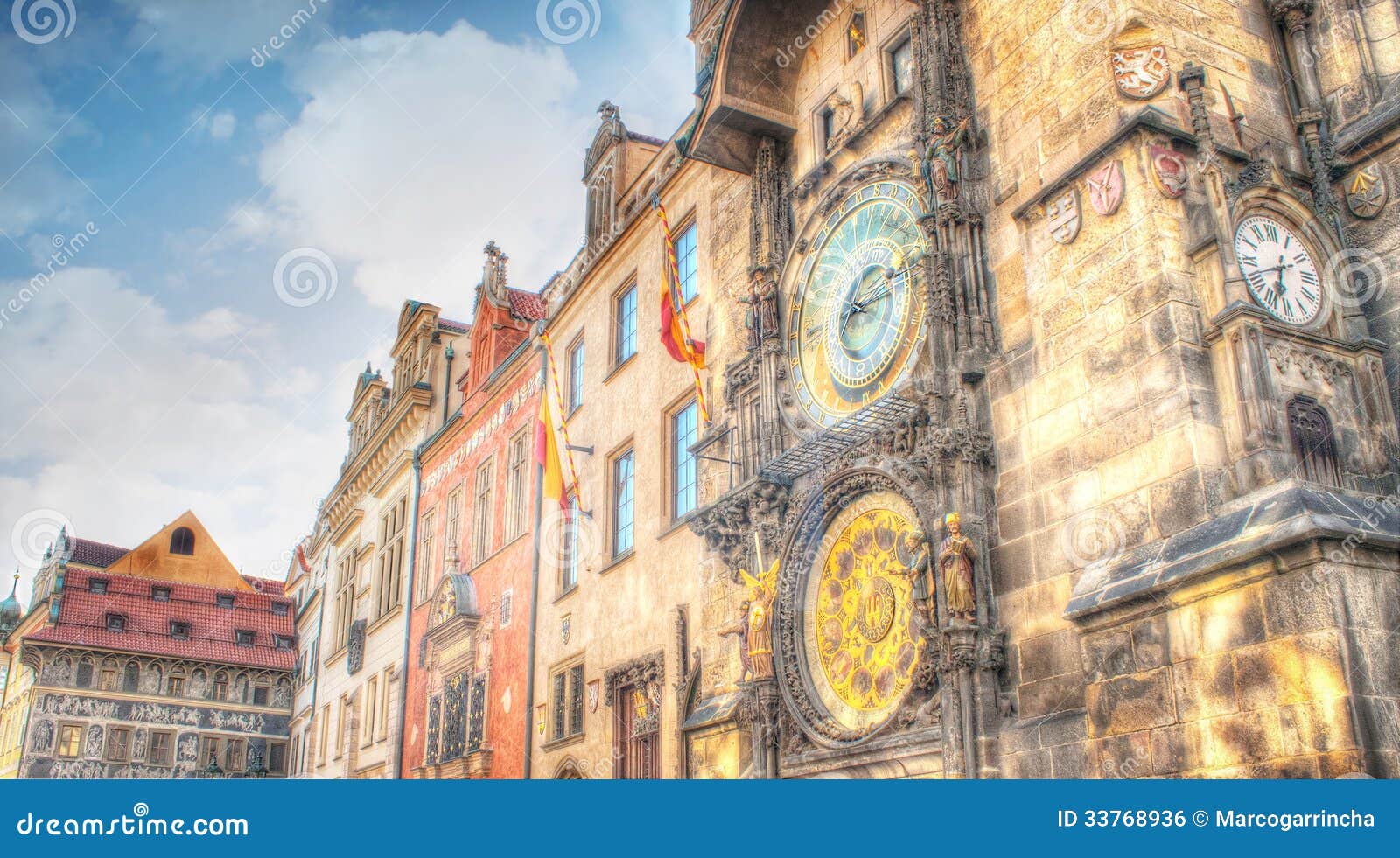 Prague clock tower HDR stock photo. Image of republic - 33768936