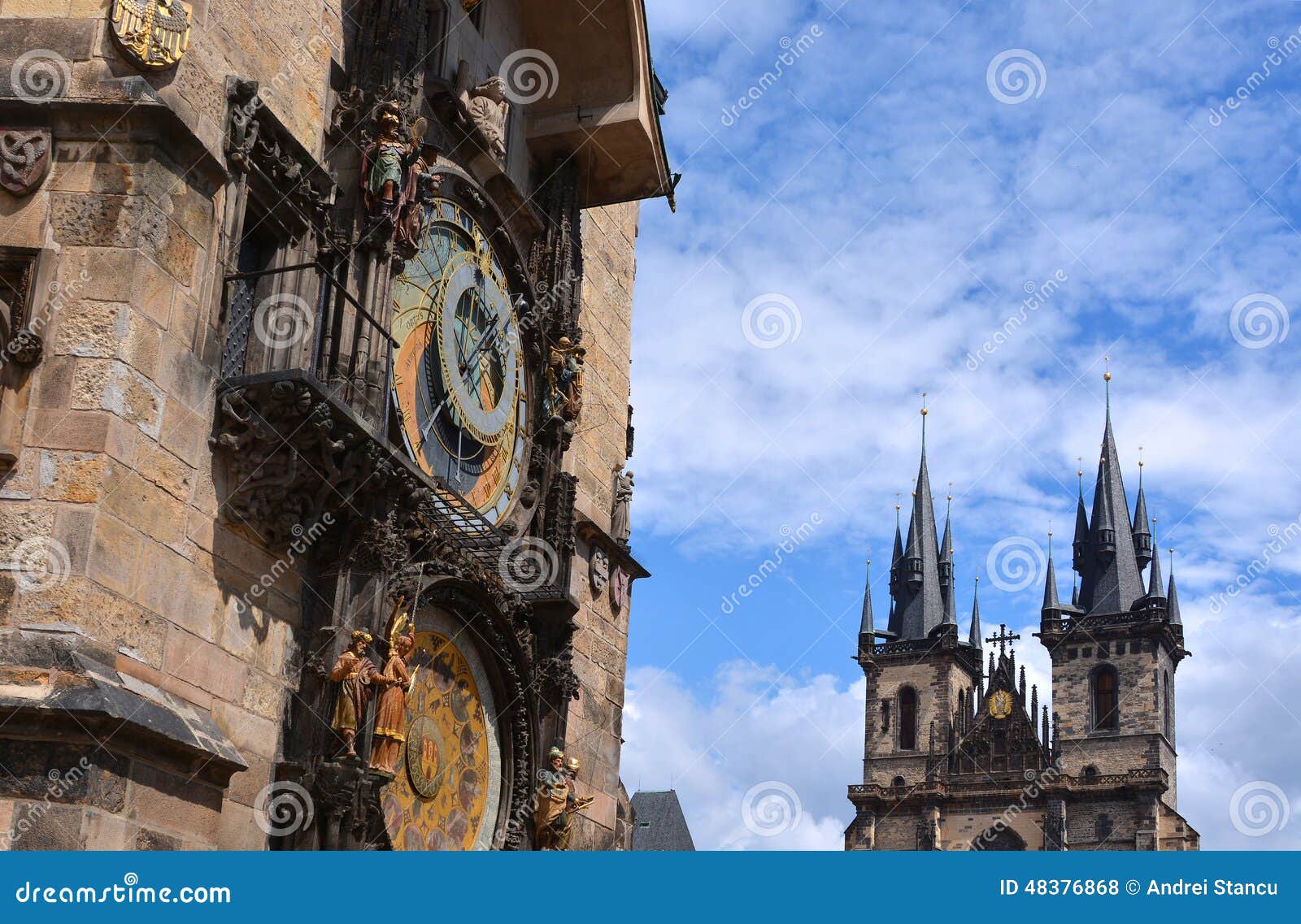 Prague Clock Tower stock photo. Image of attraction, light - 48376868