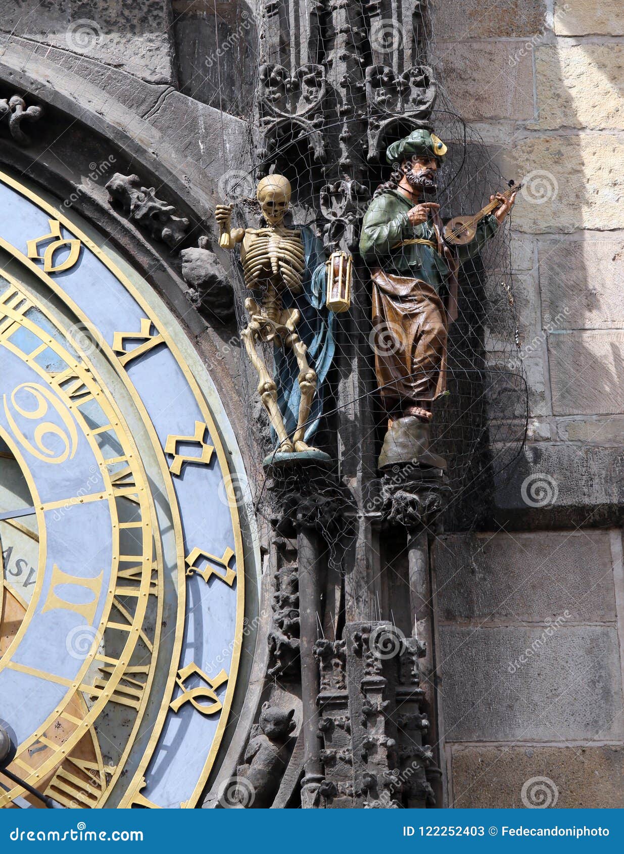 Prague Astronomical Clock with the Statue of the Skeleton Repres Stock ...