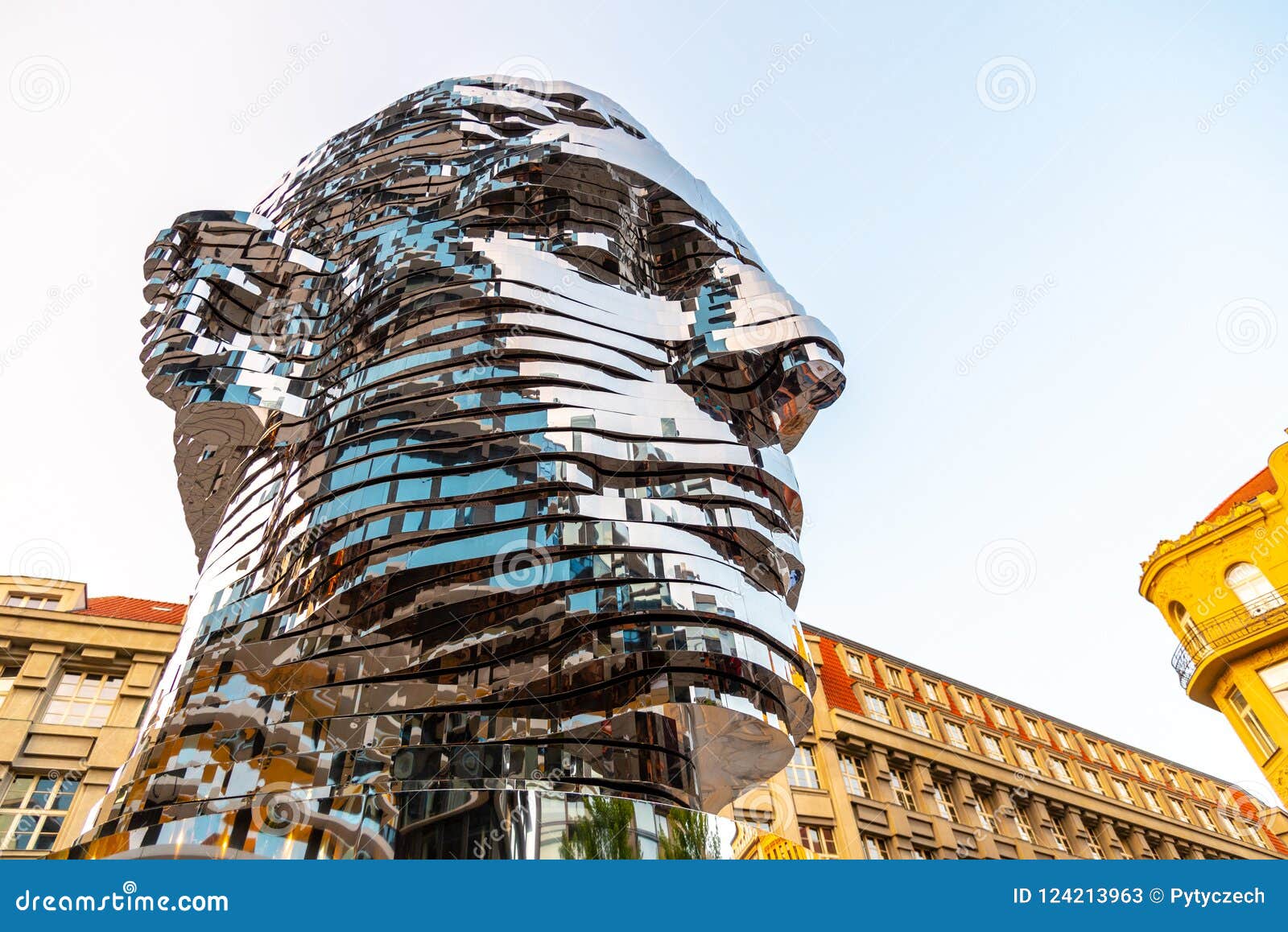 PRAGUE, CZECH REPUBLIC - AUGUST 17, 2018: Statue of Franz Kafka. Glossy ... PRAGUE, CZECH REPUBLIC - AUGUST 17, 2018: Statue of Franz Kafka. Glossy ...