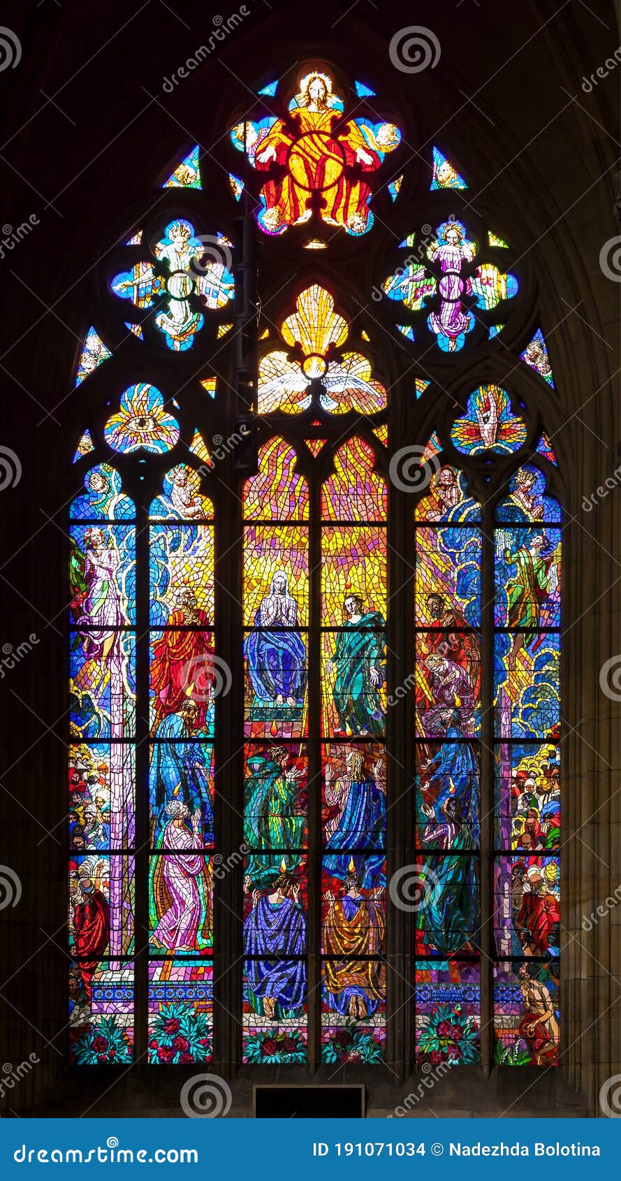 Prague Czech Republic February 19 2015 Stained Glass Window In St