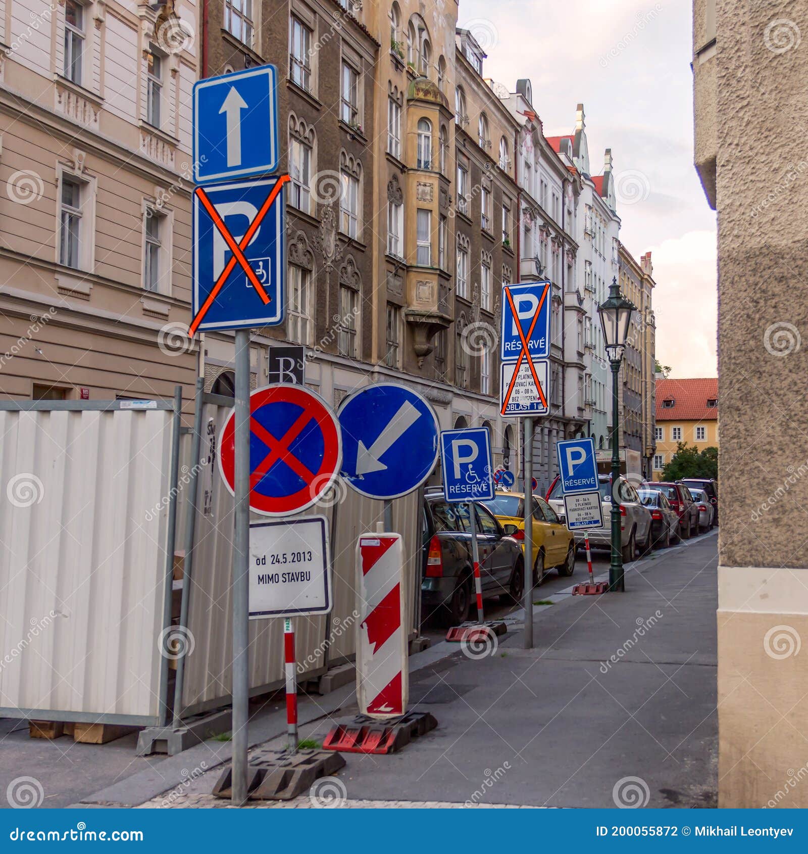 Prague, Czech Republic - July 12, 2013. Road Signs in Prague Editorial ...