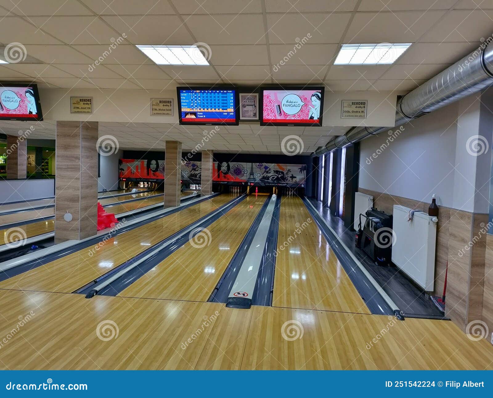 Several Empty Bowling Lines in Modern Interior Editorial Stock Image ...