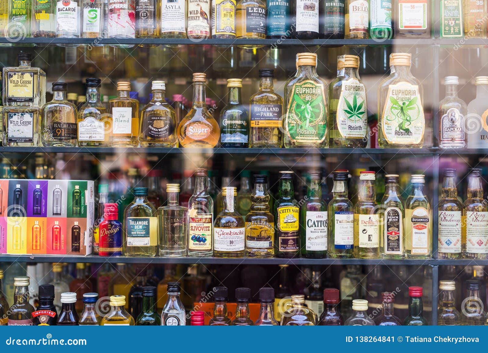 PRAGUE, CZECH REPUBLIC - MAY 30, 2017: a Variety of Small Alcoholic ...