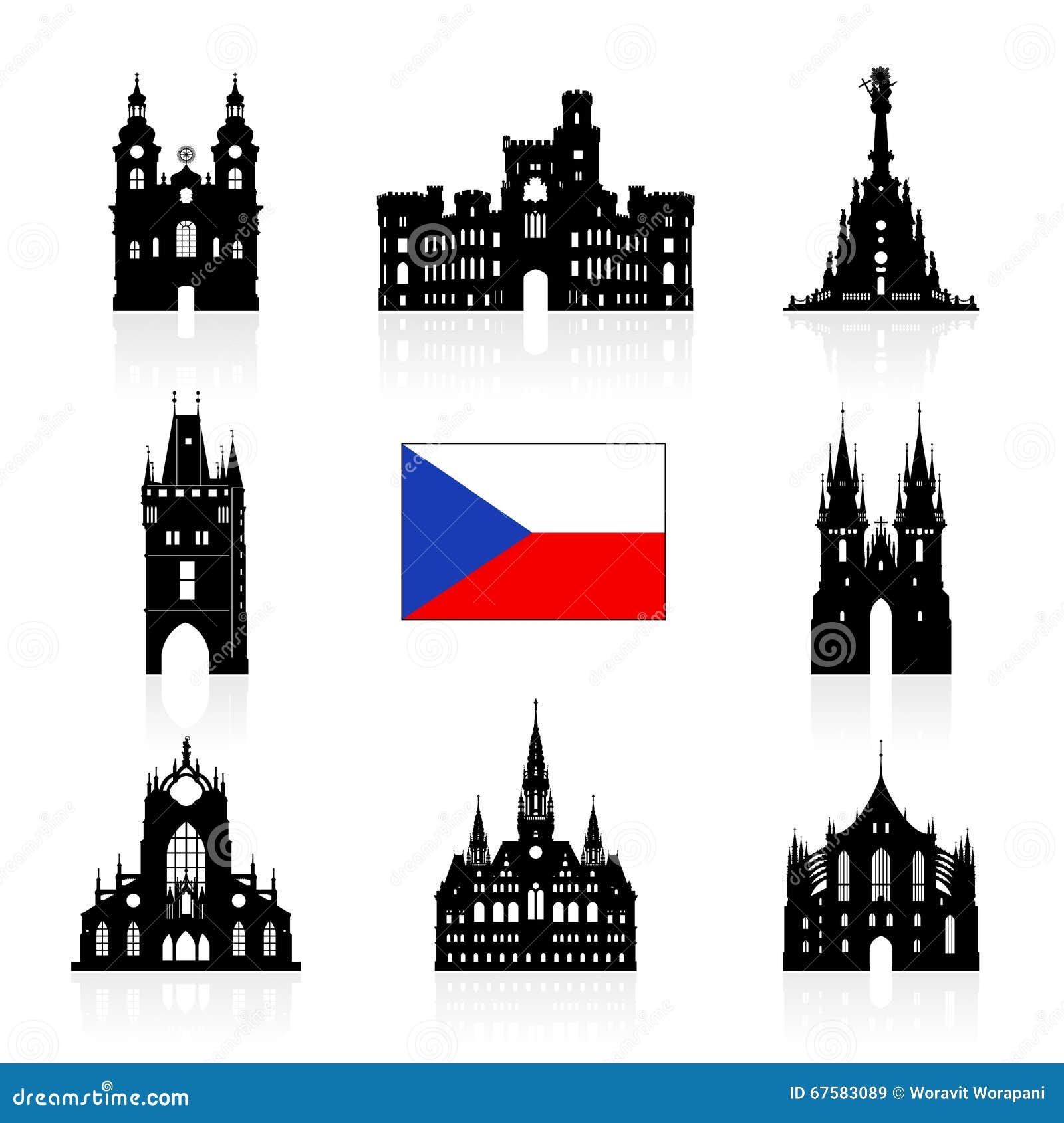 Prague, Czech Republic Travel Icon. Stock Vector - Illustration of ...