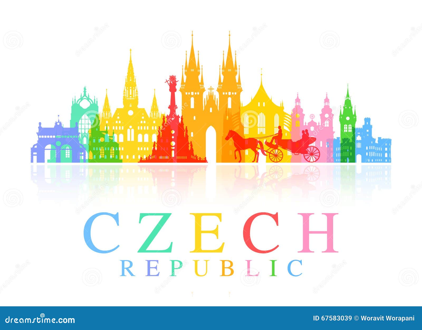 Prague, Czech Republic Travel. Stock Vector - Illustration of landscape ...