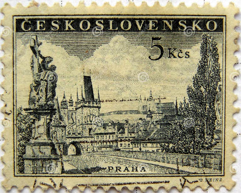 Prague Czecholovakian Stamp Editorial Photography - Image of prague ...