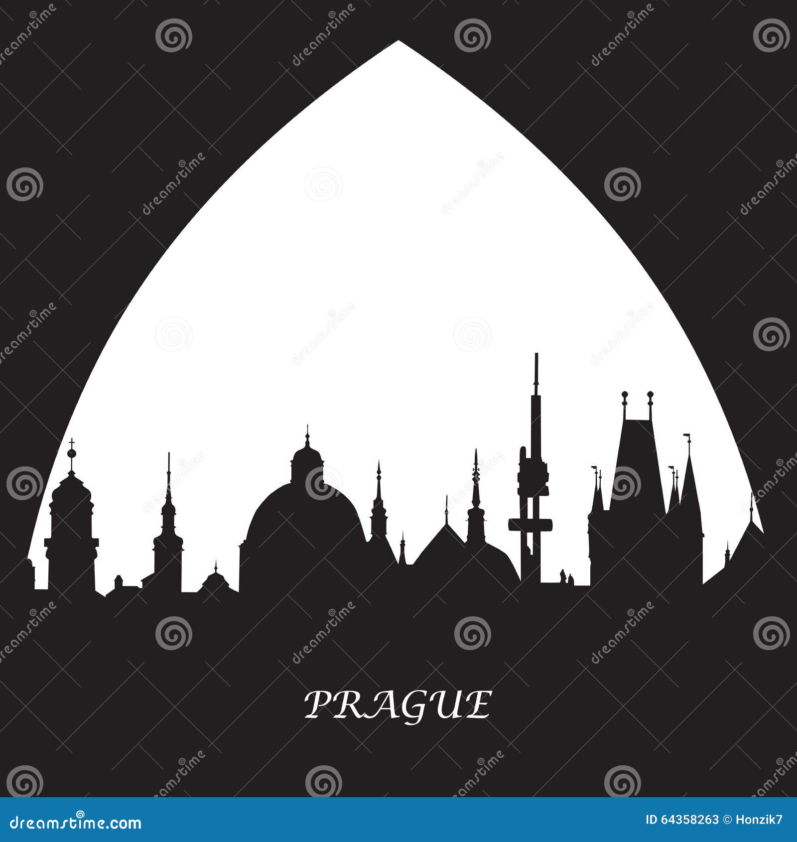 Prague Icon in Black and White Stock Vector - Illustration of city ...