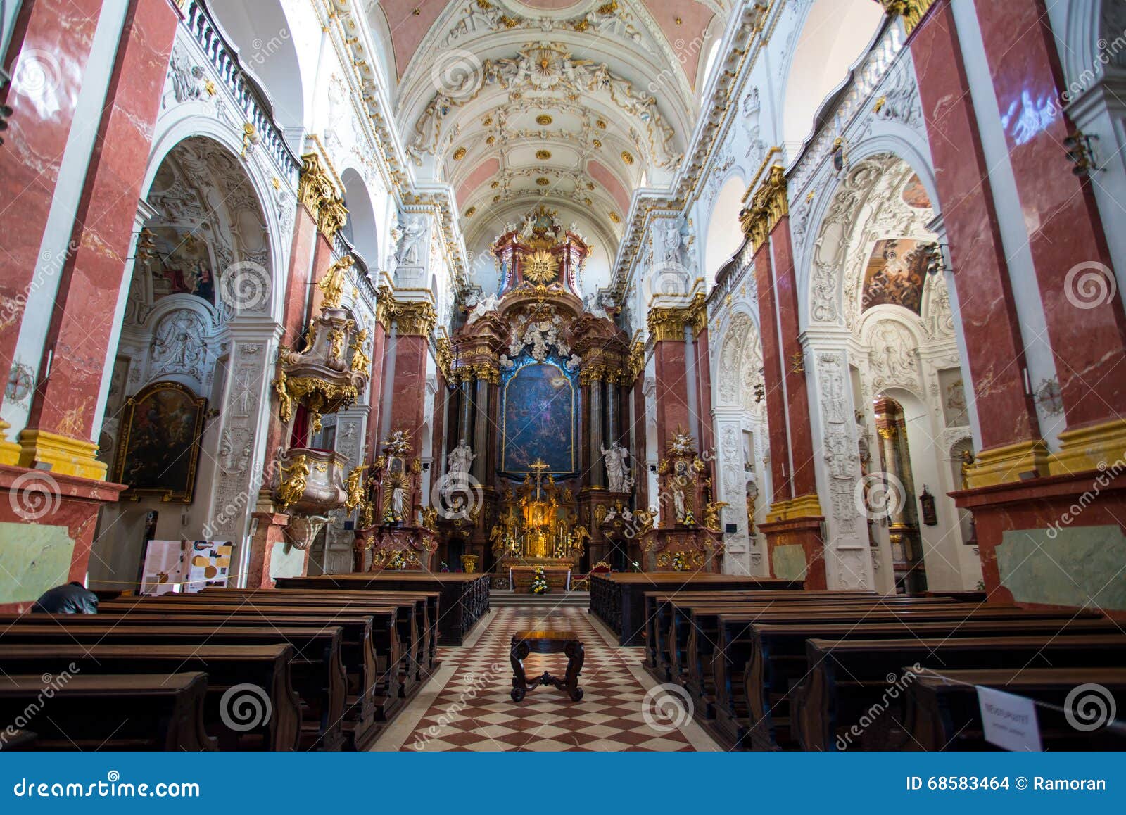 Prague - Interior of Jesuits Church Stock Photo - Image of paint ...