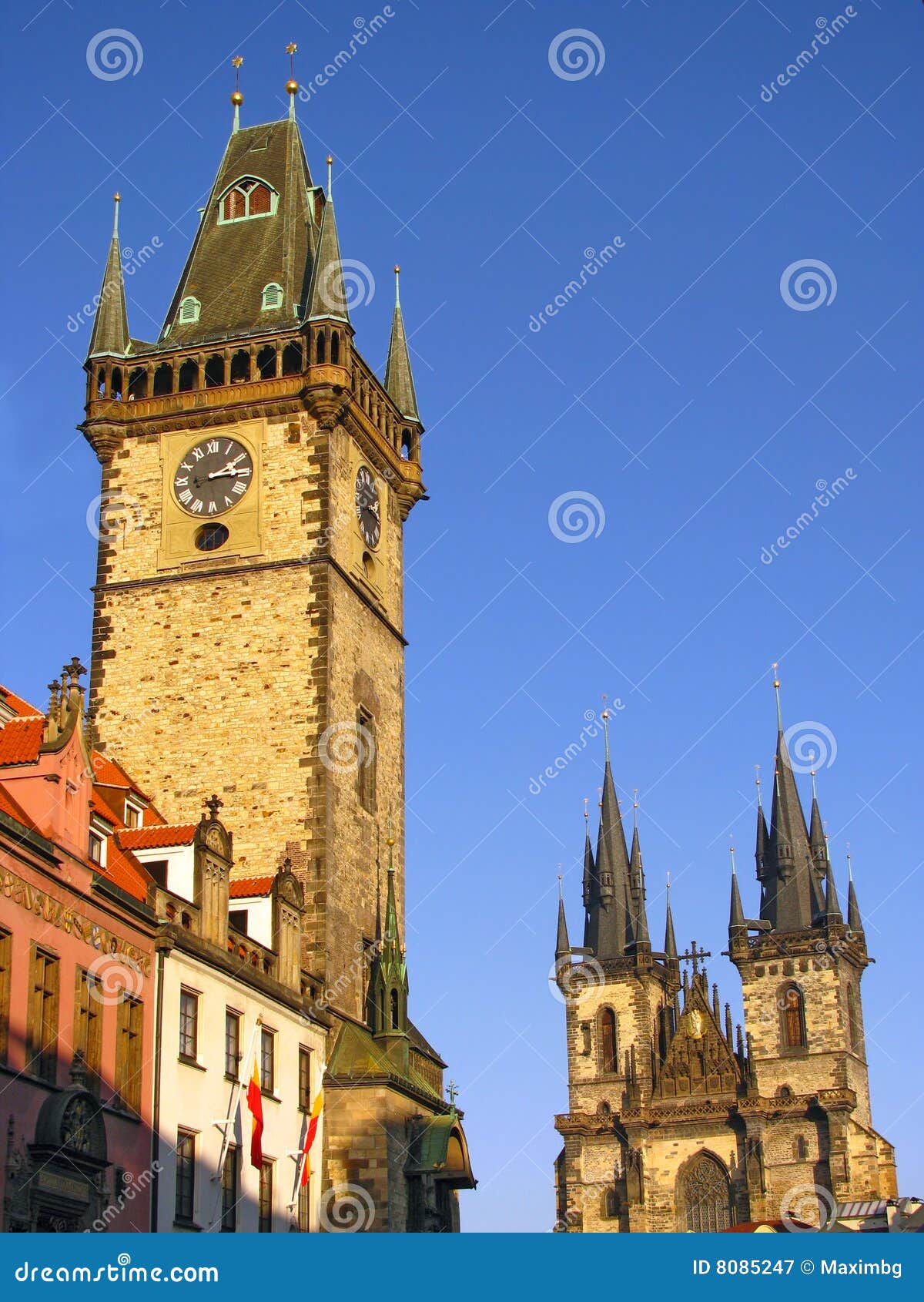 Prague landmarks stock image. Image of gothic, roof, center - 8085247