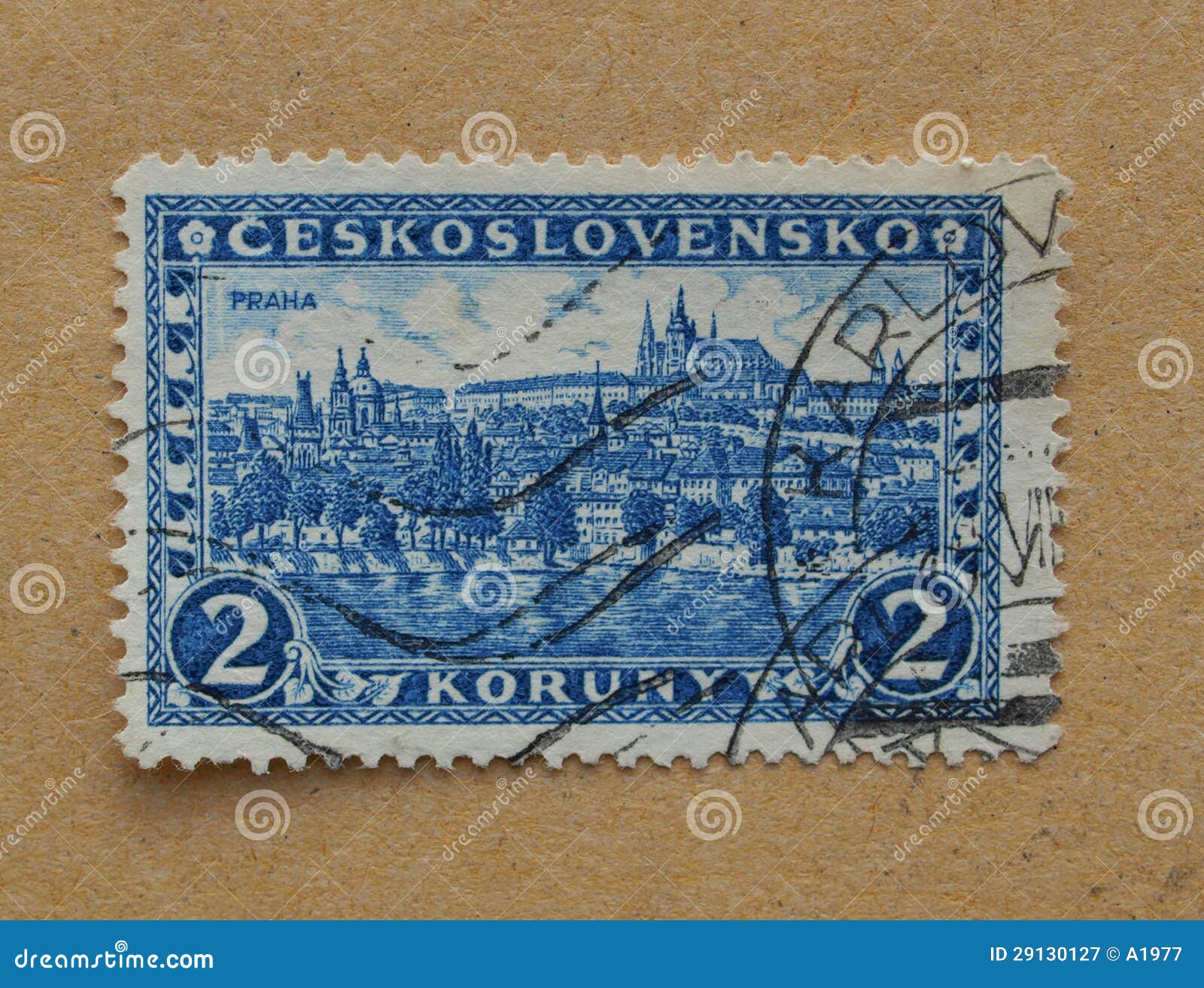 Prague mail stamp editorial photography. Image of castle - 29130127