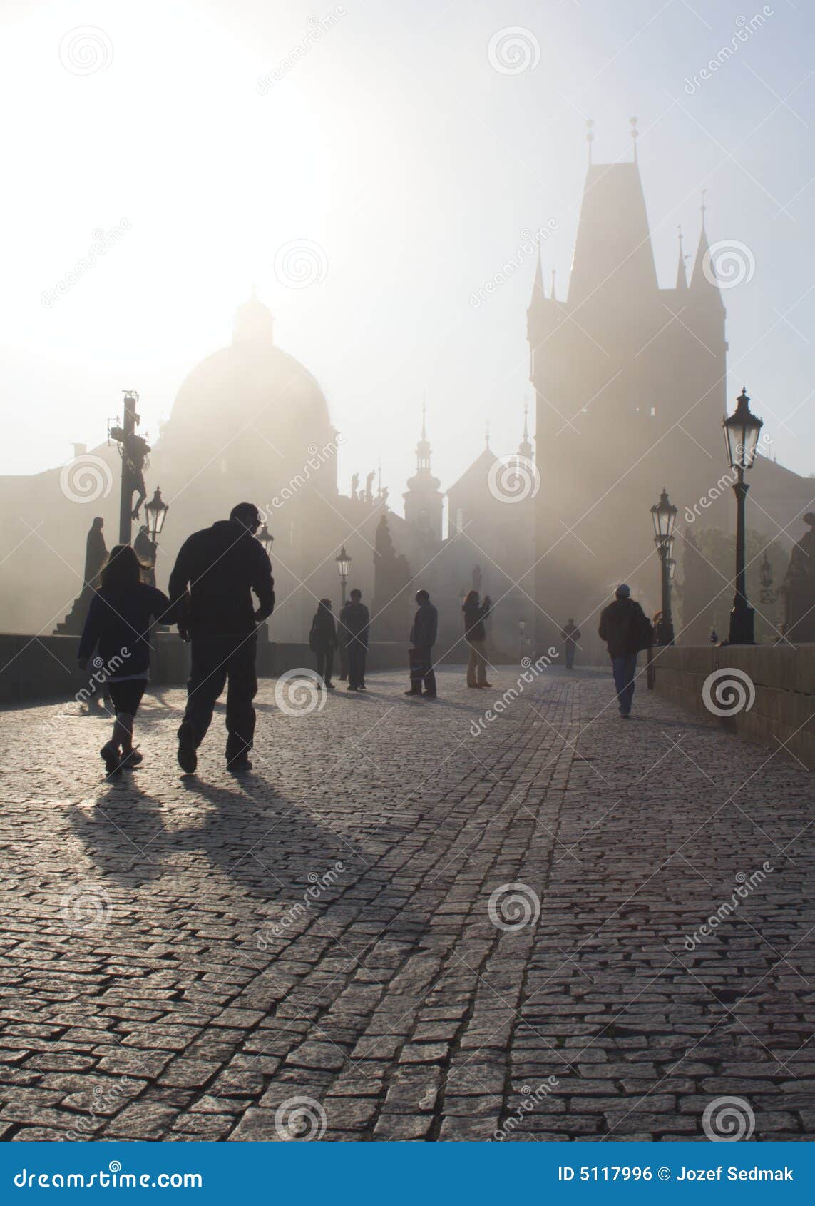Prague in Morning - Charles Bridge in Fog Stock Photo - Image of ...
