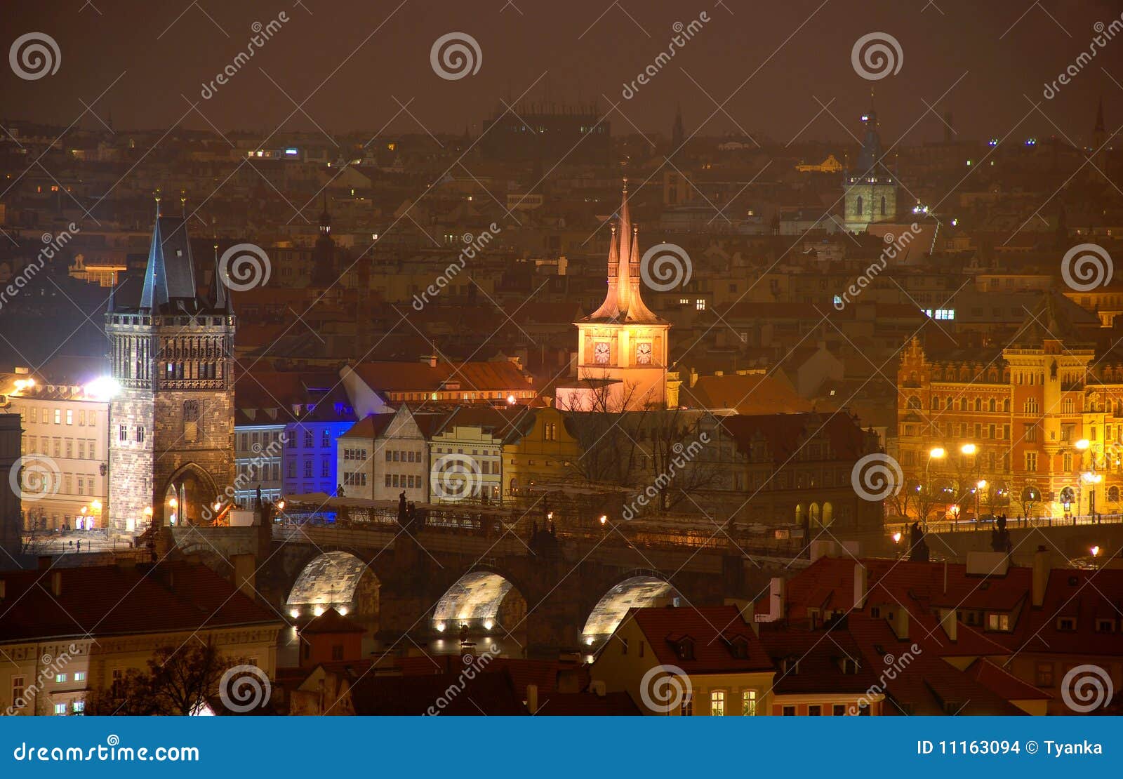 Prague in the night stock photo. Image of illumination - 11163094