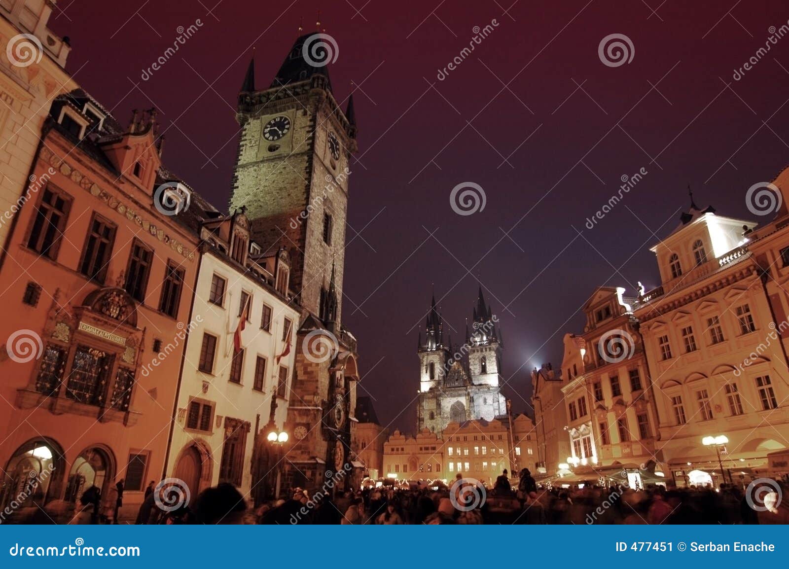 Prague at night stock image. Image of skyline, europe, gothic - 477451