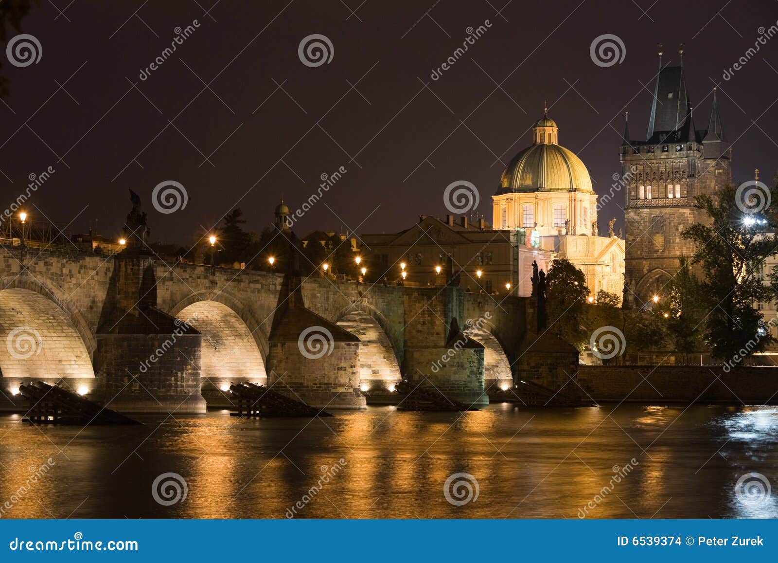 Prague night scenery stock photo. Image of charles, sculpture - 6539374